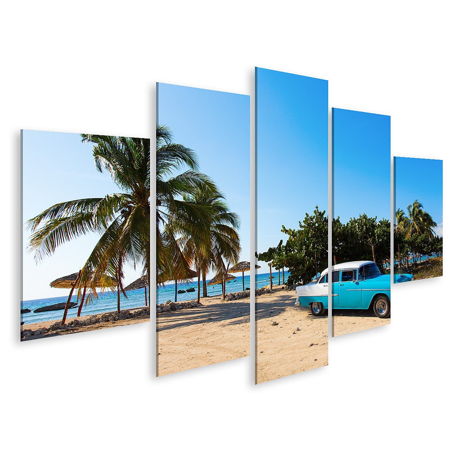 islandburner Leinwandbild Bild auf Leinwand Alter Oldtimer Strand Kuba Wandbild Poster ...