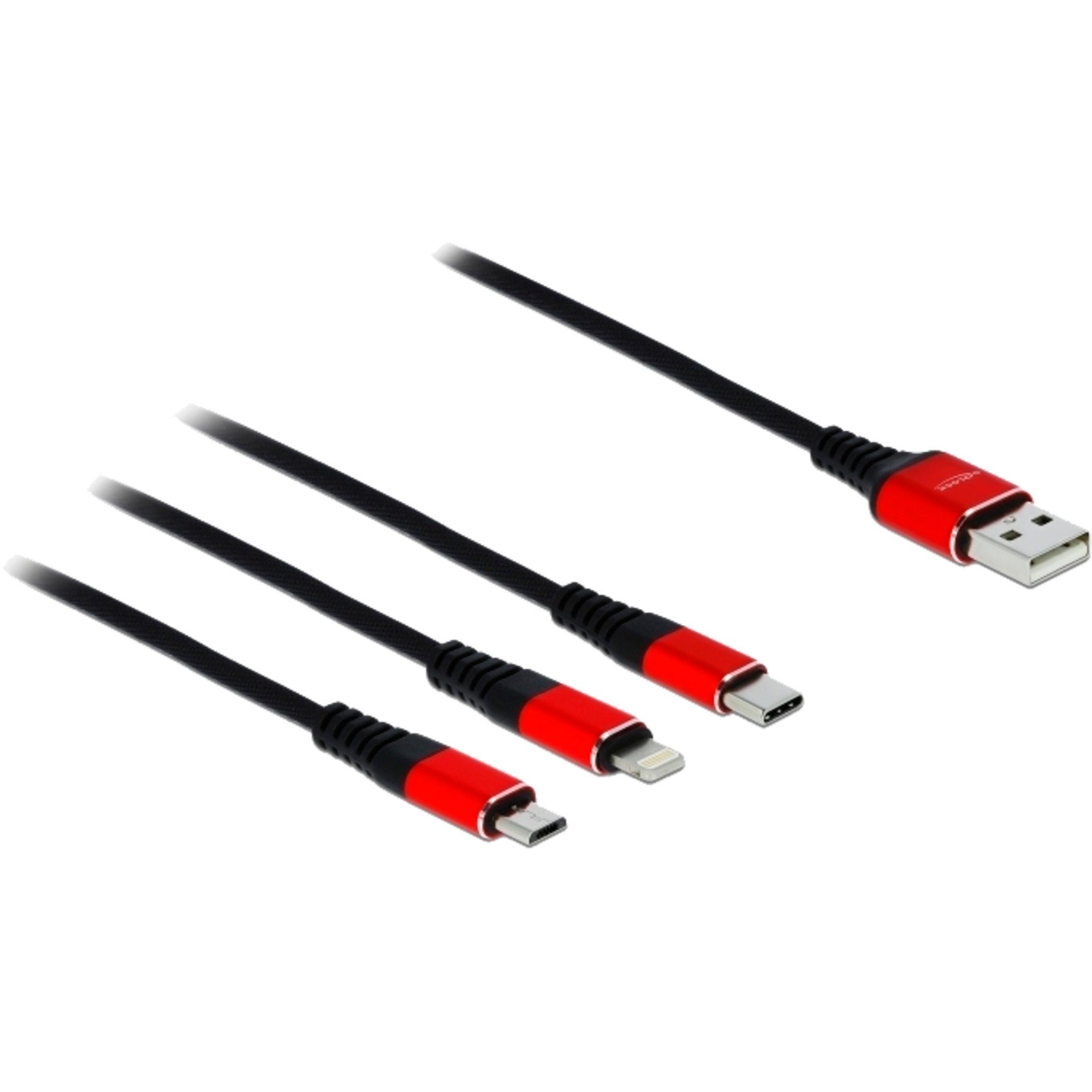Delock USB Ladekabel, USB-A Stecker > USB-C + Micro USB + Lightning ...