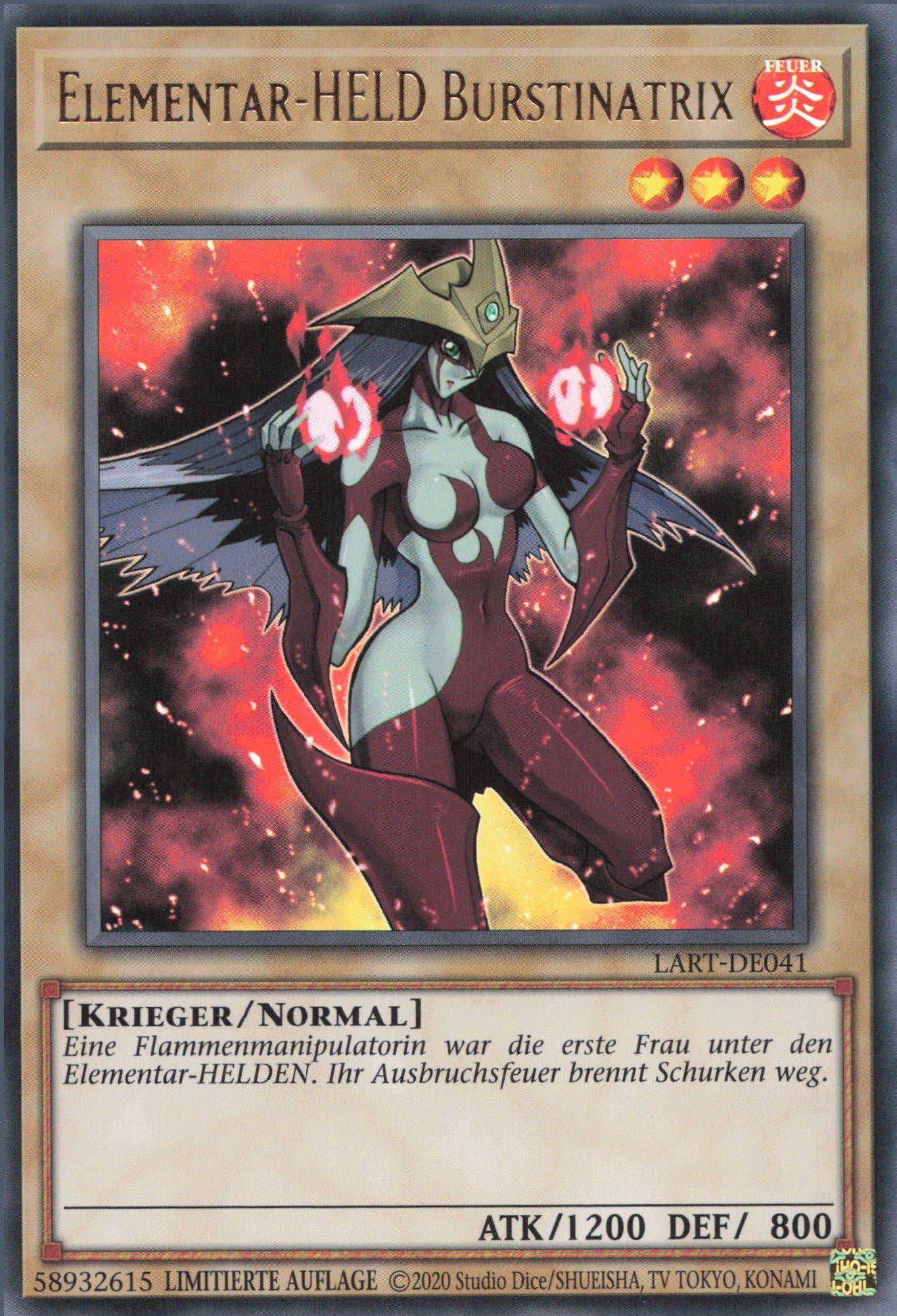 ReCollectibles Sammelkarte YuGiOh Karte Elementar-HELD Burstinatrix, Yu-Gi-Oh! Karte LART-DE041 ...