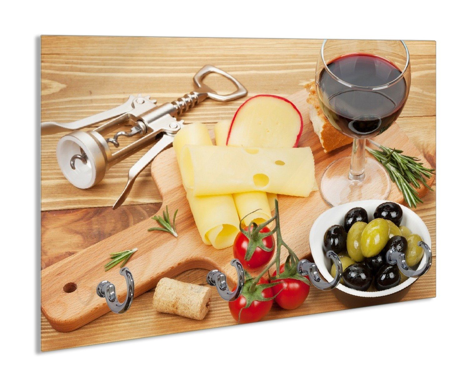 Wallario Schlüsselbrett Genuss Am Abend Rotwein Käseplatte Oliven