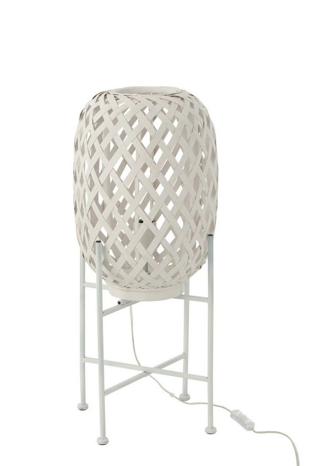 Gilde Dekoobjekt Elegante Stehlampe Aus Bambus In Edlem Weiß 70 Cm