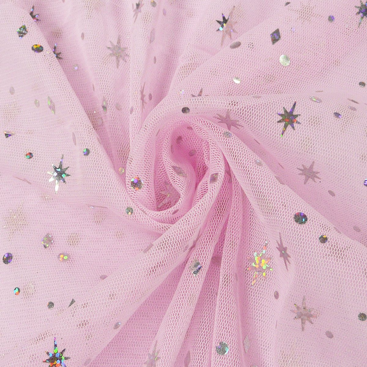 SchÖner Leben Stoff Tüll Weich Mit Glitzer Sterne Punkte Rosa 15m