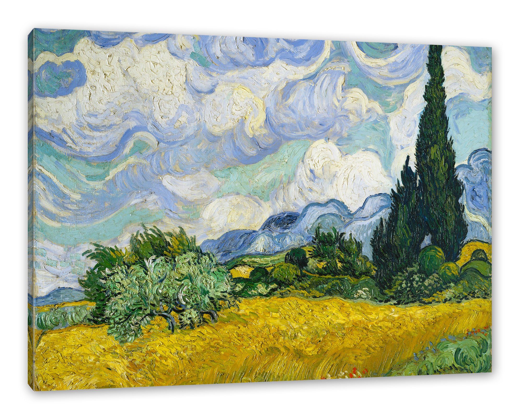 Pixxprint Leinwandbild Vincent Van Gogh Weizenfeld Mit Zypressen