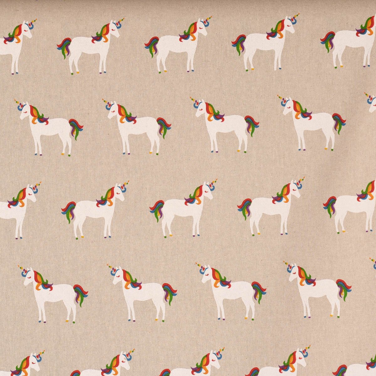 SchÖner Leben Stoff Dekostoff Leinenlook Unicorn Colourful Einhörner