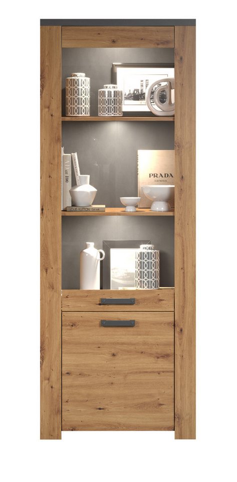 Trendteam Vitrine Follow Große Stauraumvitrine In Eiche Artisan Mit