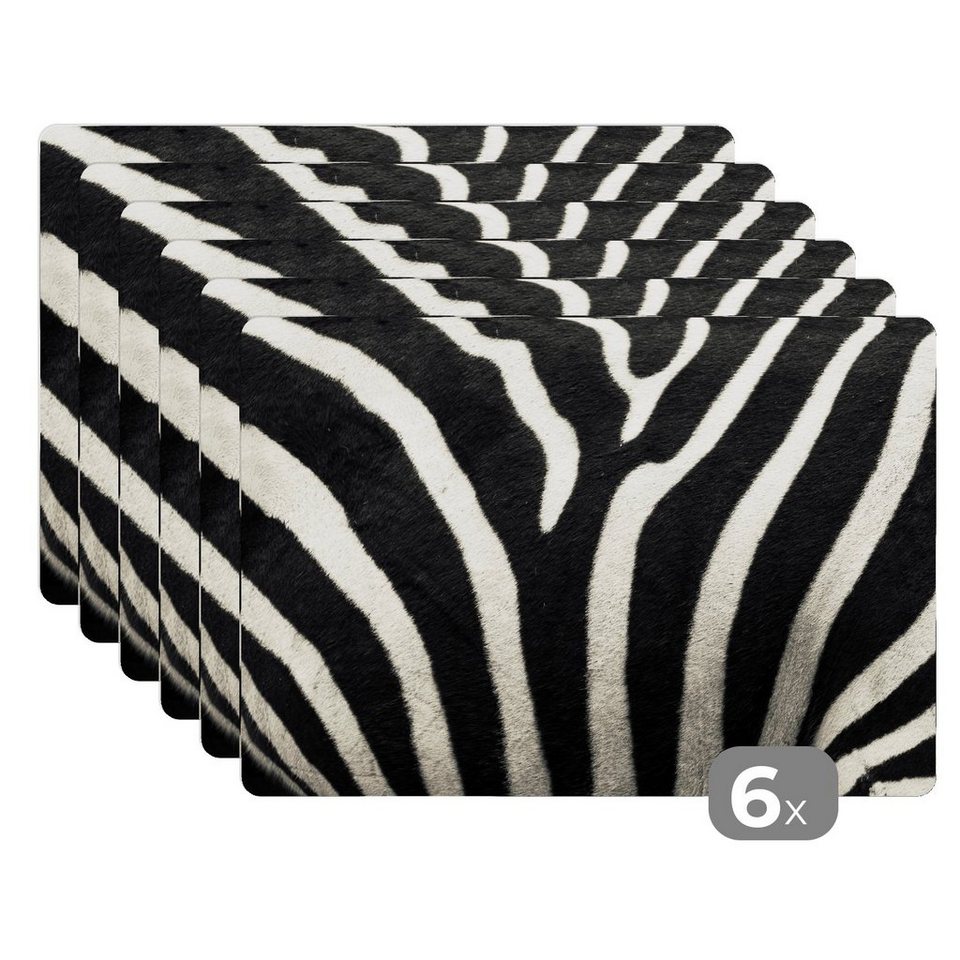 Muchowow Platzset Tiermuster Zebra Schwarz Weiß 6 St Platzset