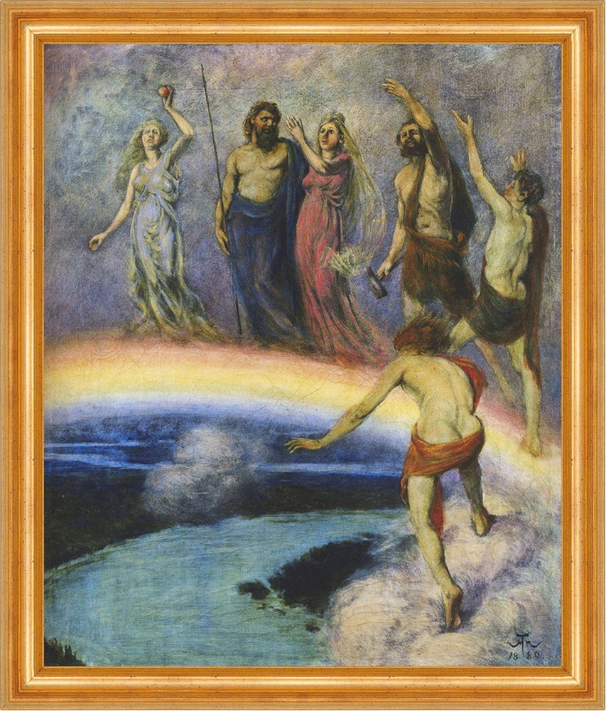 Kunstdruck Zug der Götter nach Walhall Hans Thoma Richard Wagner Ring H A3 0512 G, (1 St)