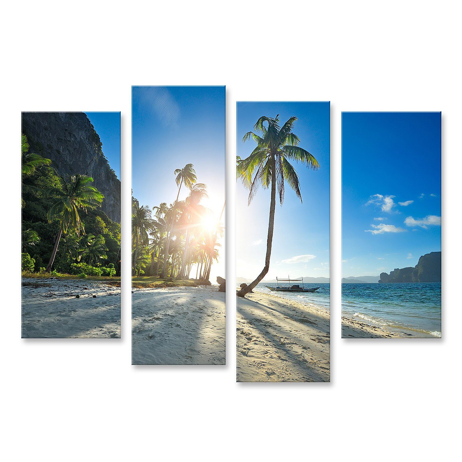 islandburner Leinwandbild Bild auf Leinwand Das Paradies Sandstrand bei Sonnenaufgang auf der In