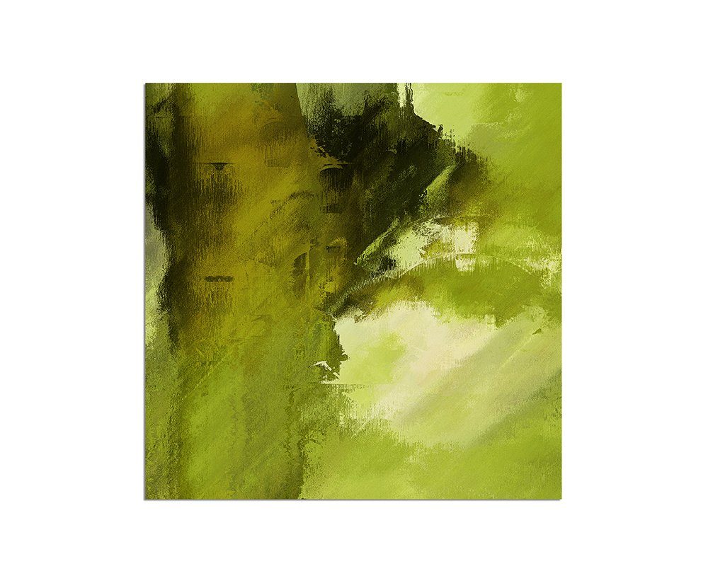 Sinus Art Leinwandbild 80x80cm Gemälde Grün Abstrakt