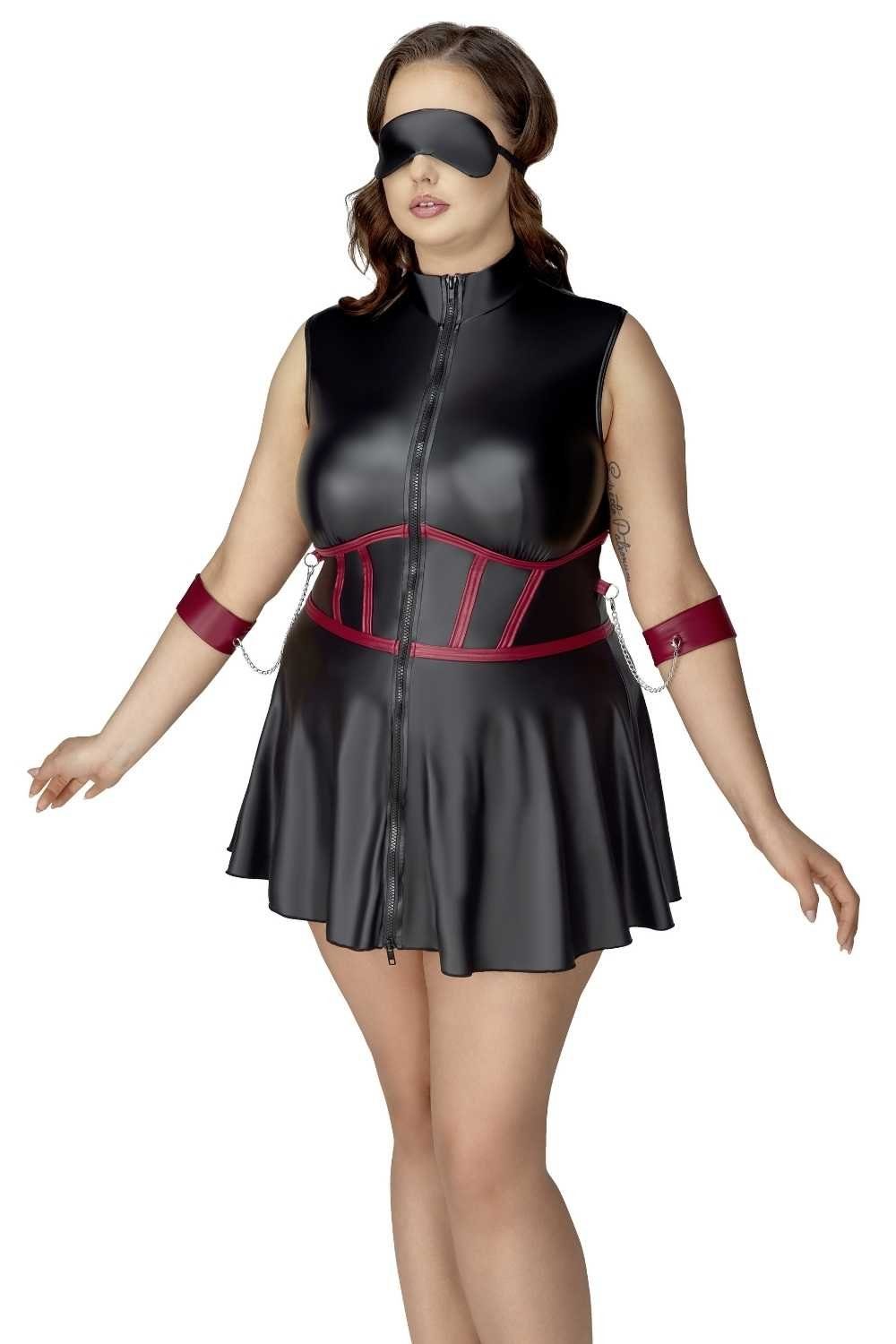 Cottelli Collection Minikleid Cottelli Bondage Mini Kleid Schwarz Rot