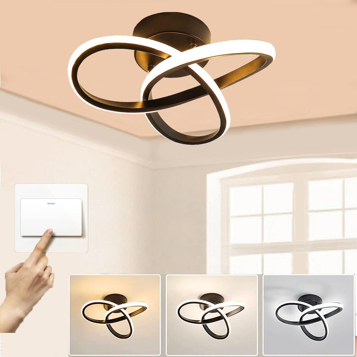 oyajia Deckenleuchte 30W LED Kleeblatt Deckenleuchte, Dimmbar Modern Deckenleuchte 3000LM, LED ...