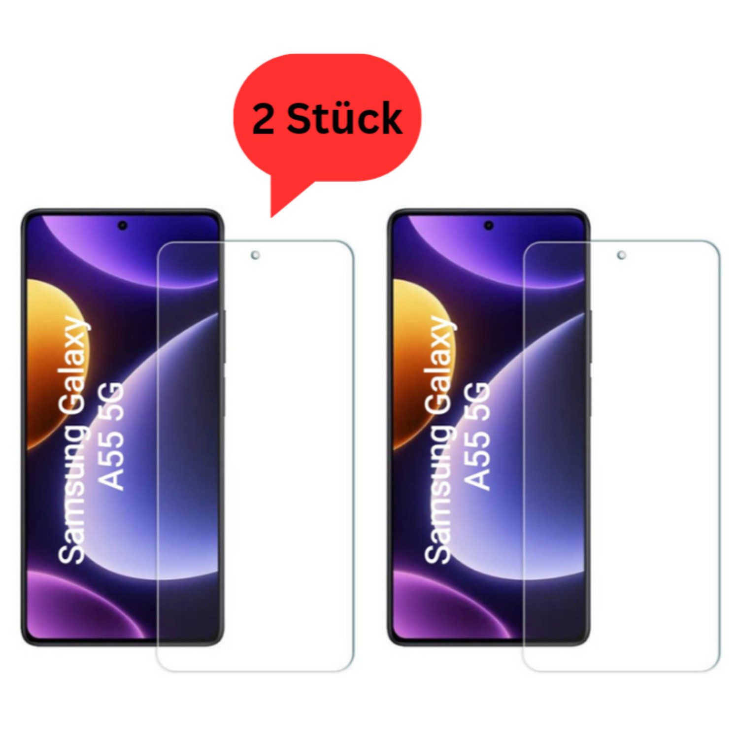 CLM-Tech 2x Schutzfolie für Samsung Galaxy A55 5G Panzerfolie kristallklar für Samsung Galaxy ...
