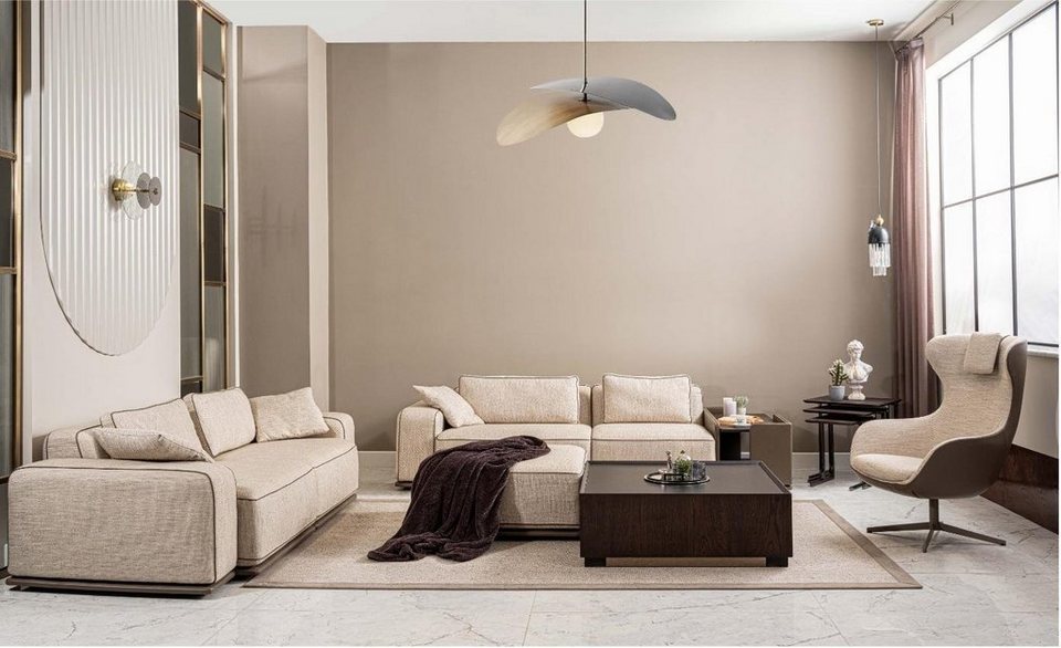 Jvmoebel Wohnzimmer Set Luxus Sofagarnitur Dreisitzer Sofa Stoffsofa