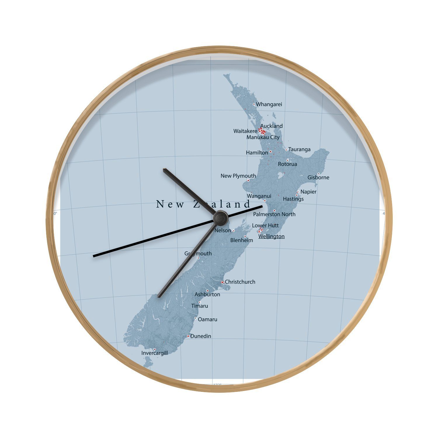 Muchowow Wanduhr Eine Illustration Einer Hellblauen Karte Von