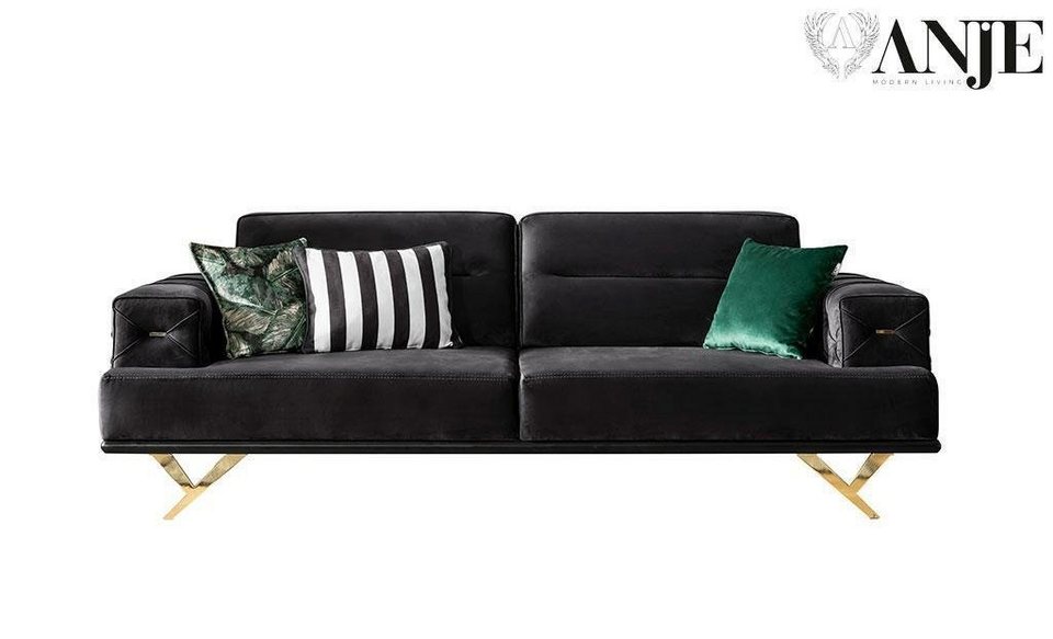 Jvmoebel Sofa Schwarzes Edelstahl Sofa Moderne Wohnzimmer Couch