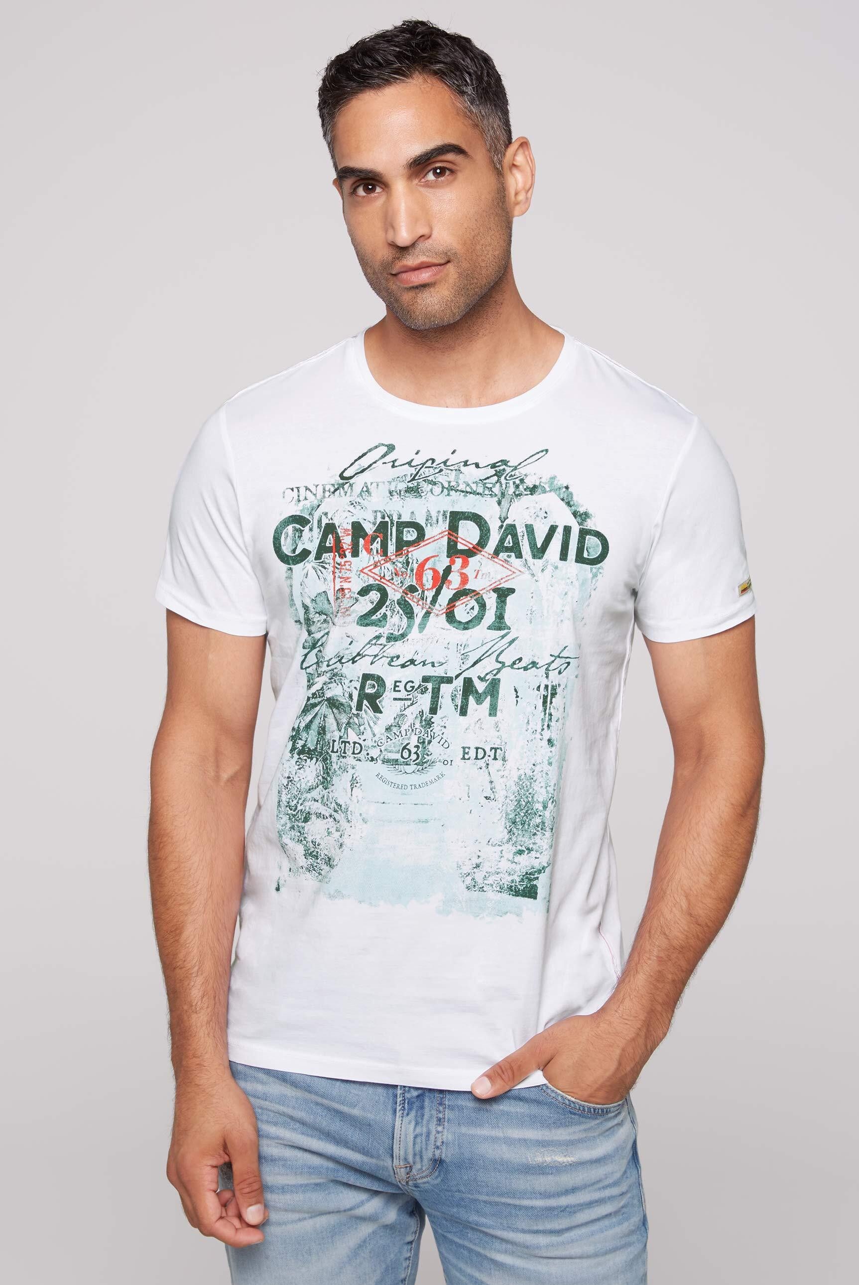 CAMP DAVID Rundhalsshirt aus Baumwolle, Label Patches an Ärmel und ...