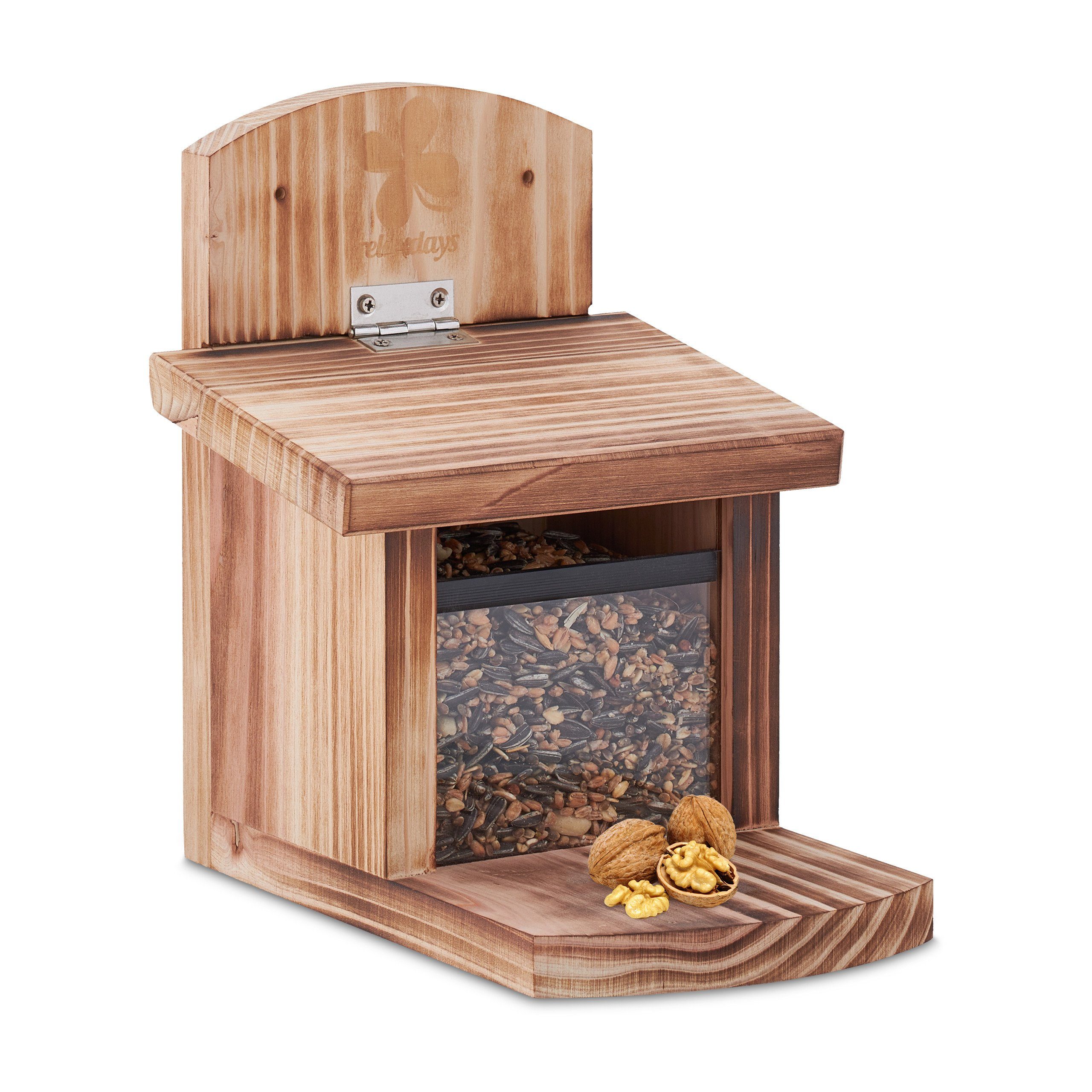 relaxdays Eichhörnchenkobel Eichhörnchen Futterhaus aus Holz