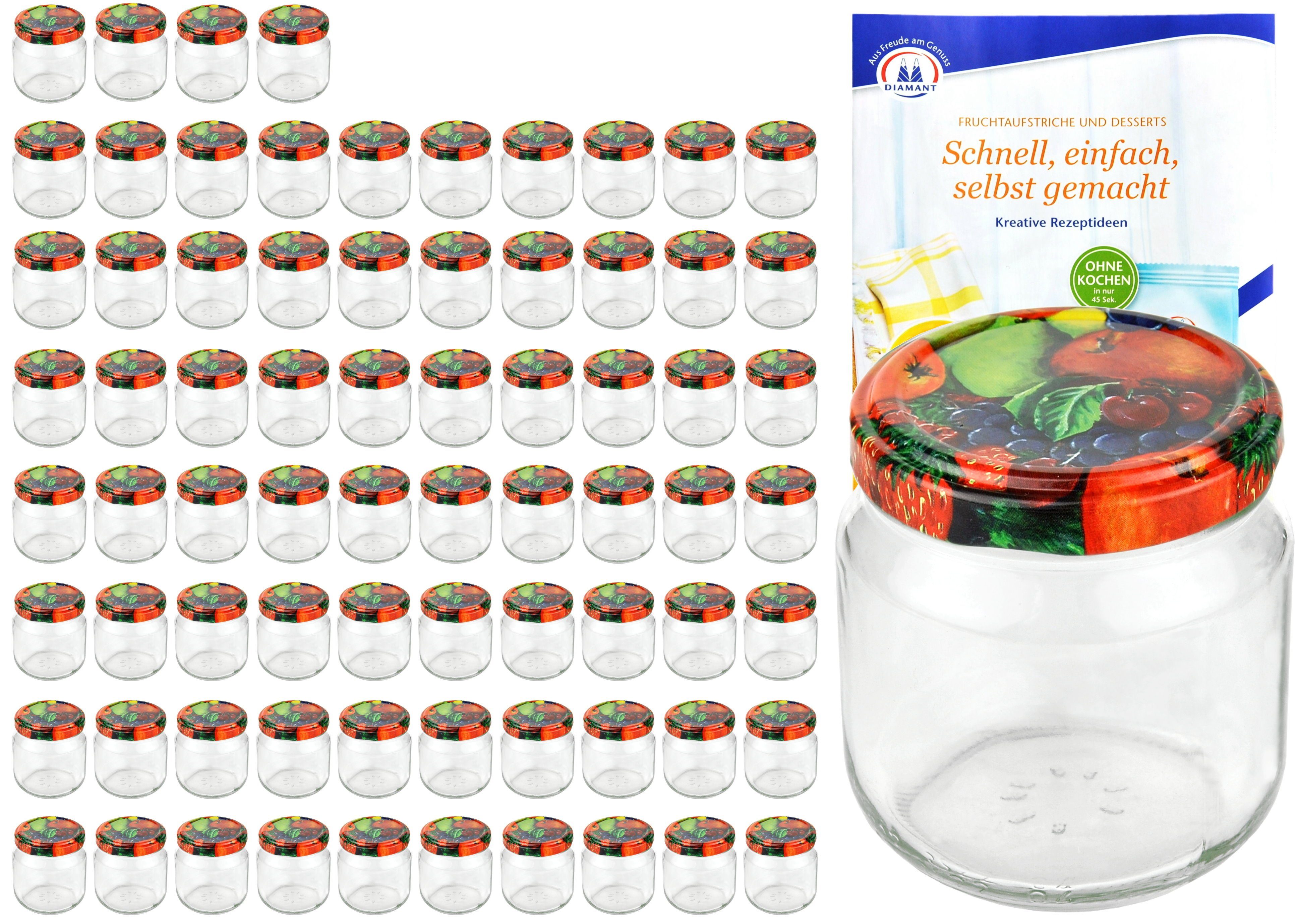 Mambocat Einmachglas 75er Set Rundglas 212 Ml Nieder To 66 Obst Dekor