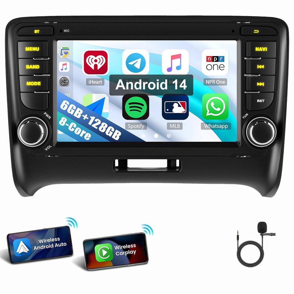 ESSGOO 7" Für Audi TT MK2 8J 2006-14 6GB+128GB 4G LTE Autoradio (Digitalradio (DAB), RDS, FM, AM ...