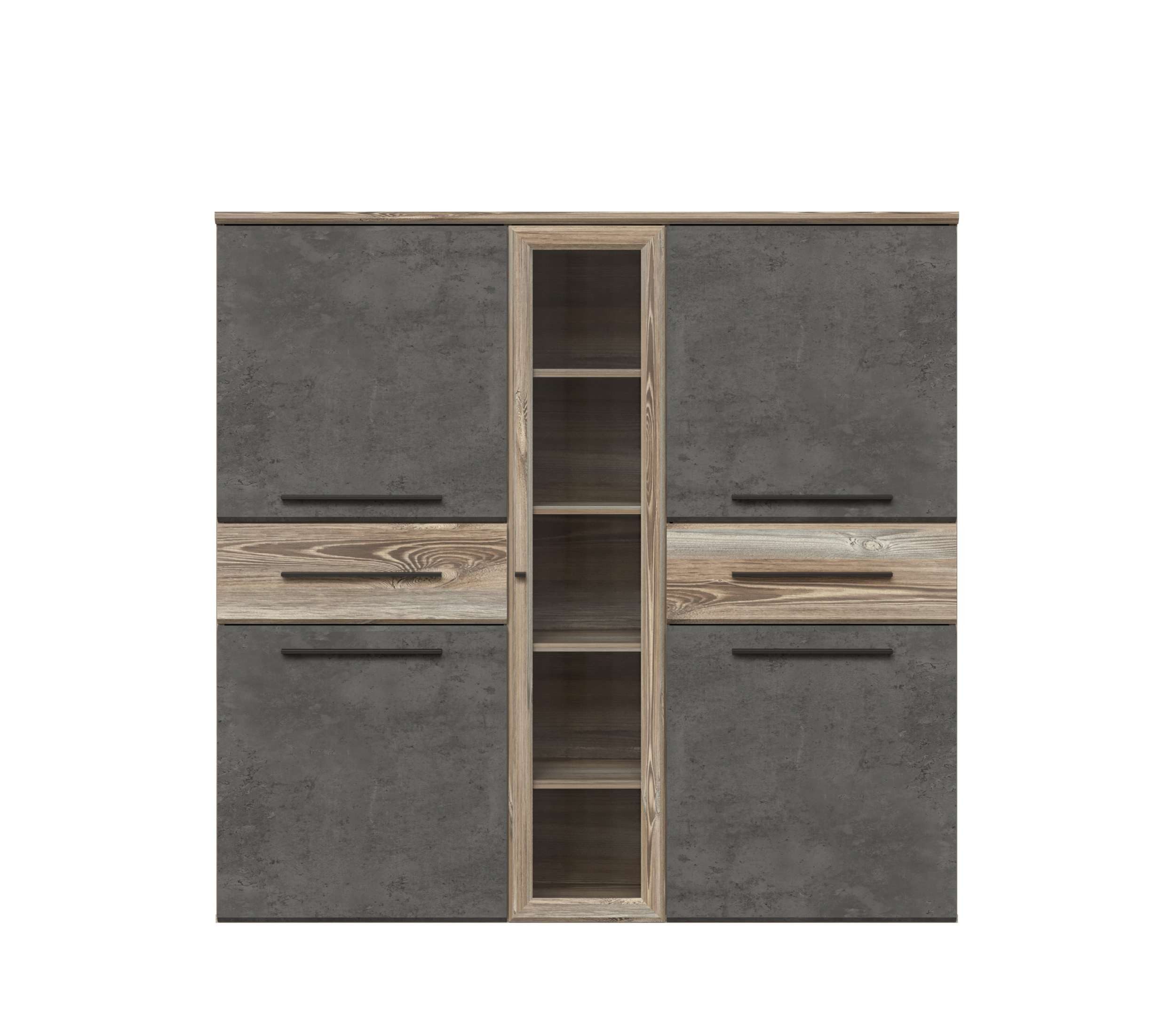 99rooms Vitrine Mirdi Standvitrine Wohnmöbel Mit 4 Türen Und 1