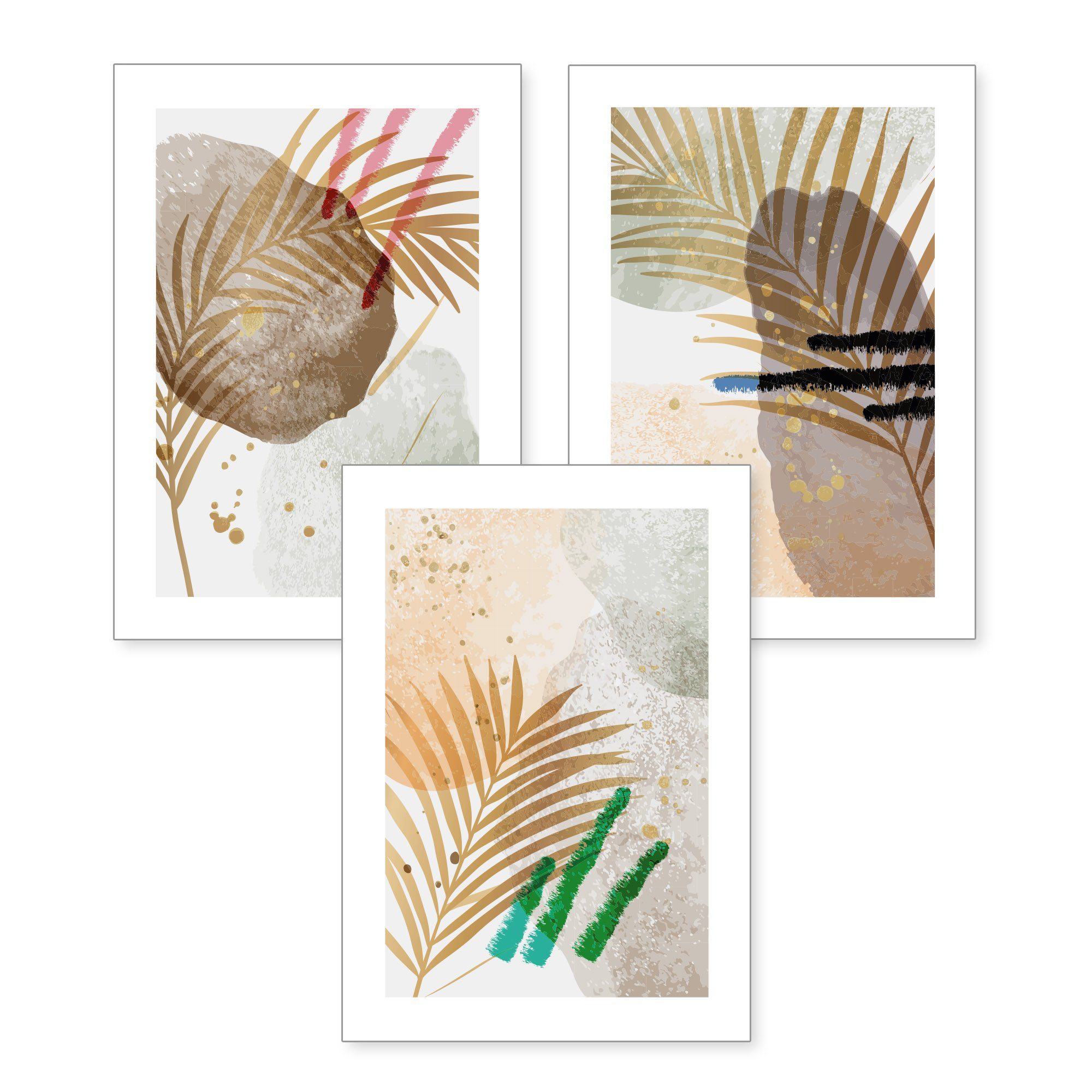 Kreative Feder Poster Abstrakt Floral Natur Set 3 St 3 Teiliges