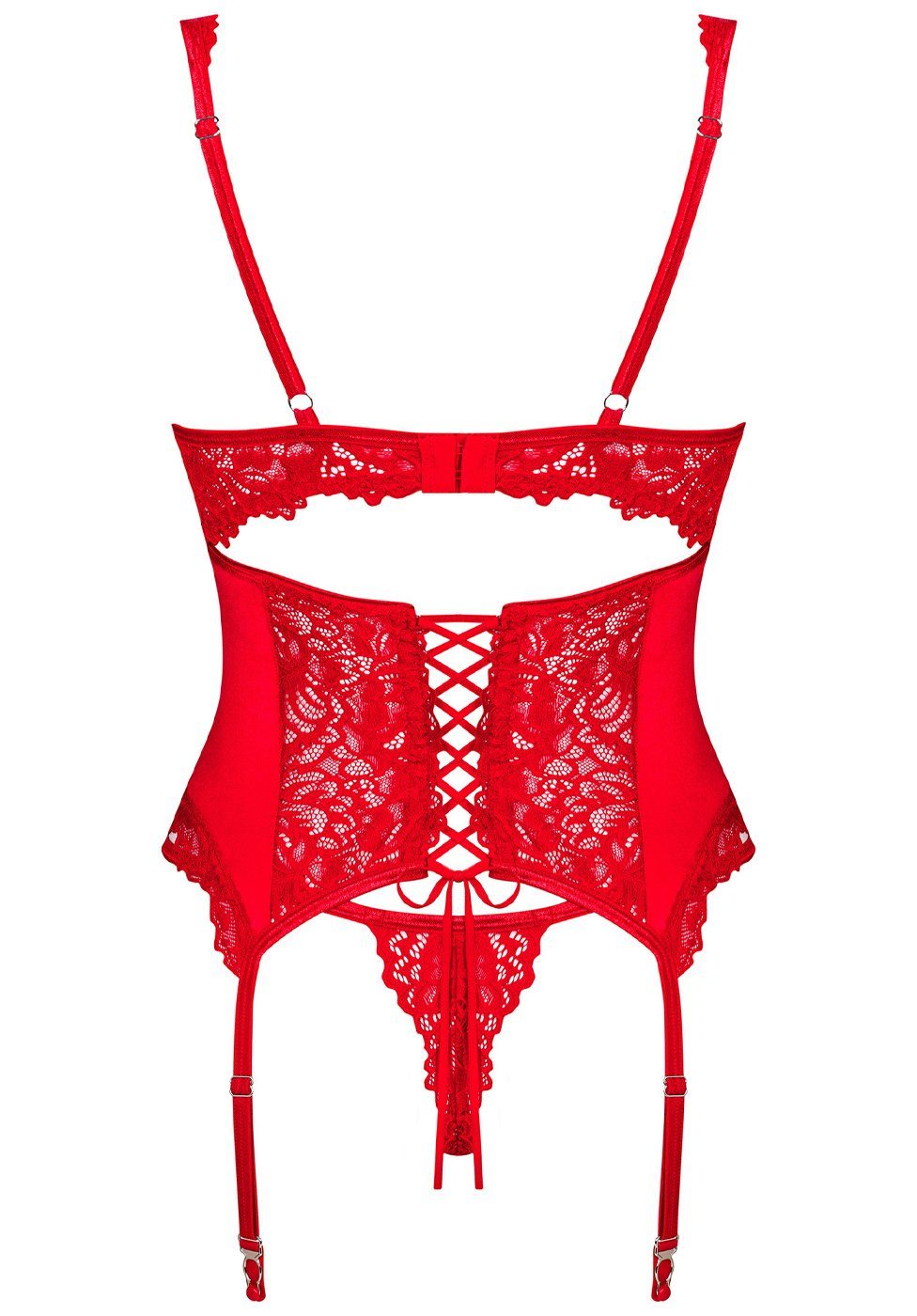 Obsessive Set: Bügel-BH Corsage und String mit Strumpfhalter Spitze ...