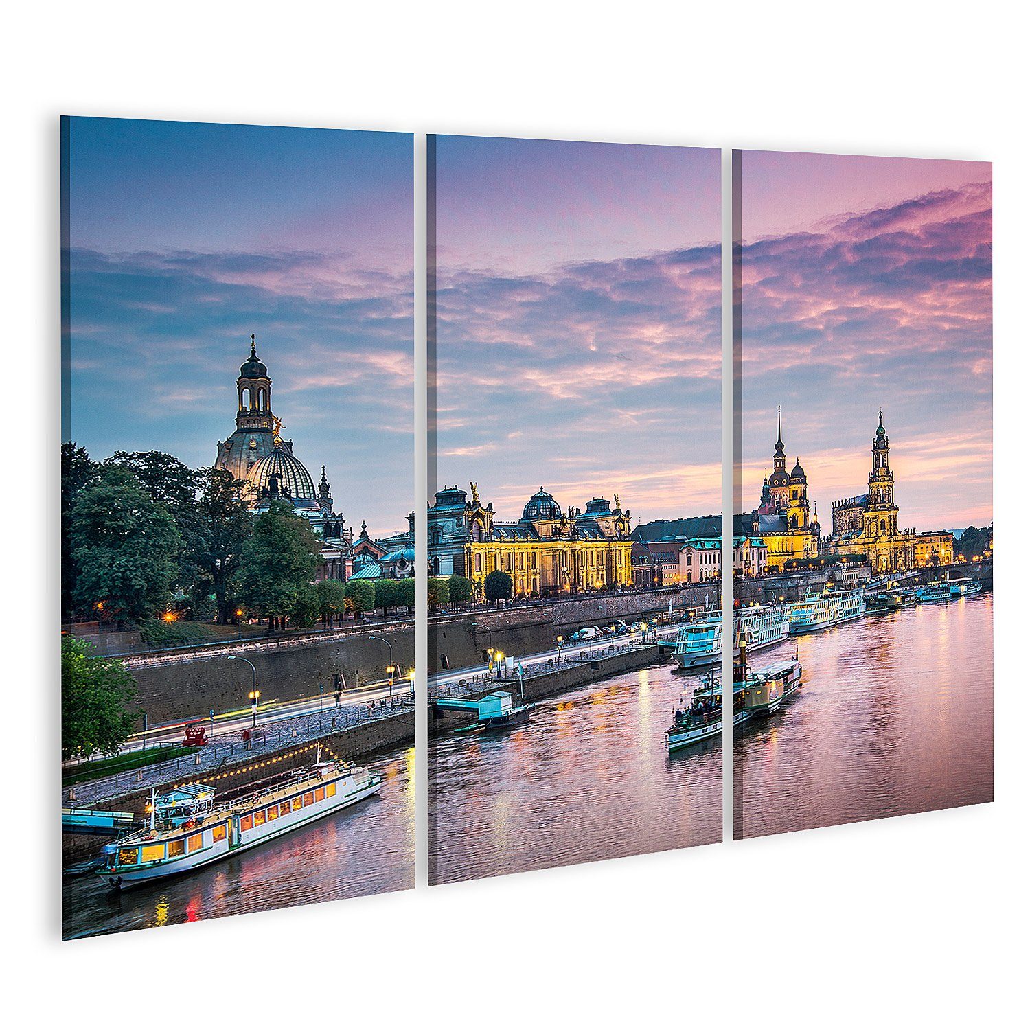 islandburner Leinwandbild »Bild auf Leinwand Dresden Deutschland Über Der Elbe Wandbild ...