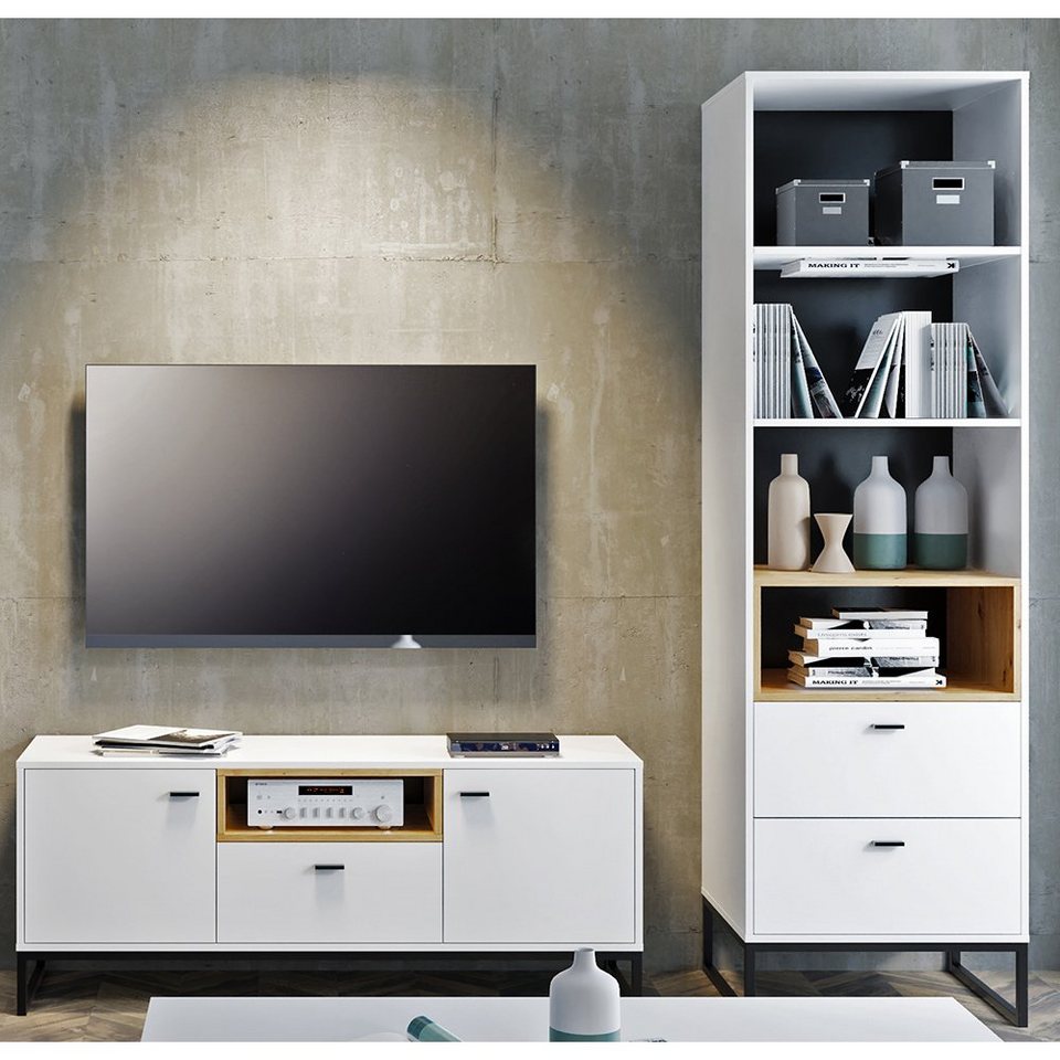 Lomadox Wohnzimmer Set Ostuni 132 Mega Spar Set 2 St 2 Tlg Weiß