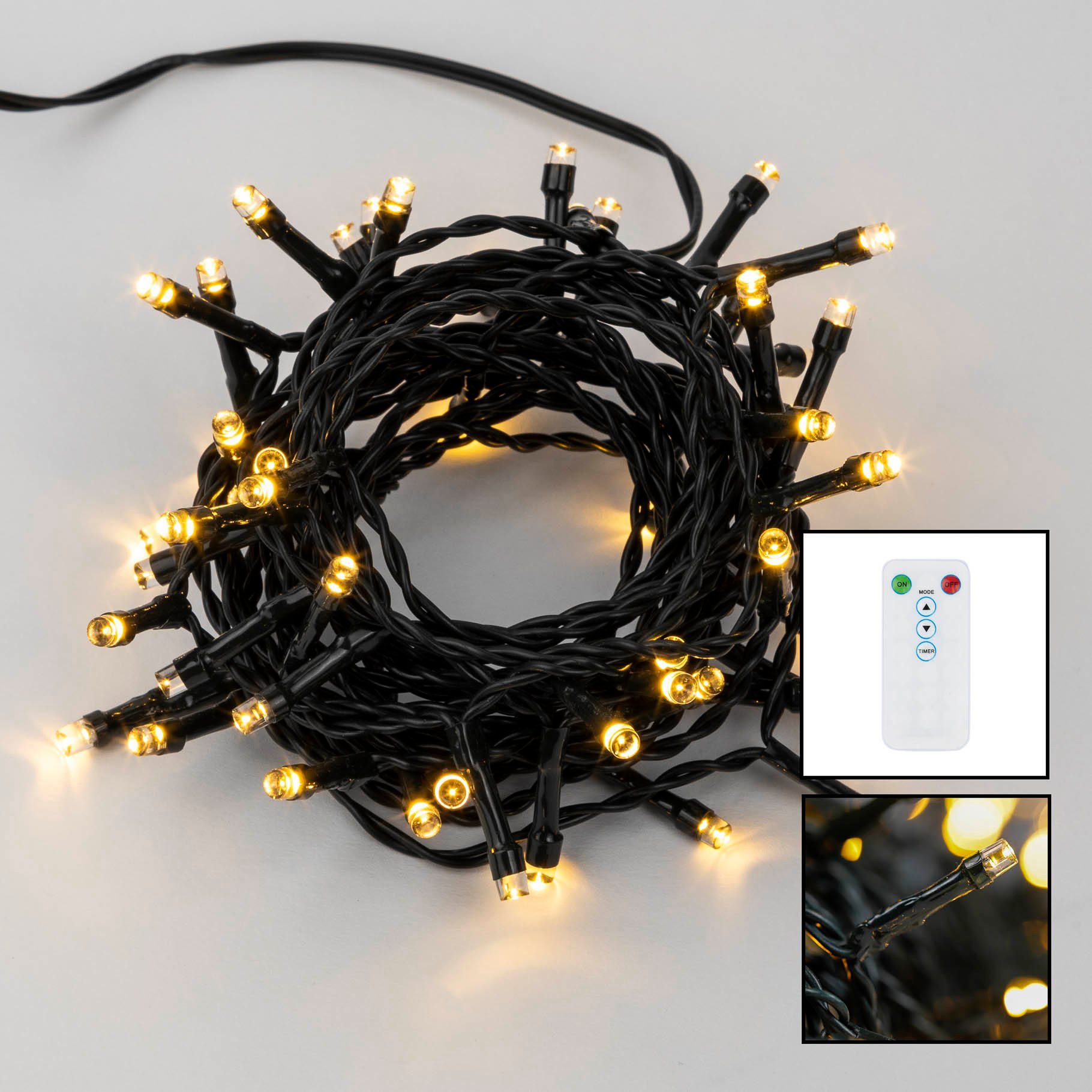 HI Lichterkette Lichterkette 50 warm weißen LEDs für den Aussengebrauch