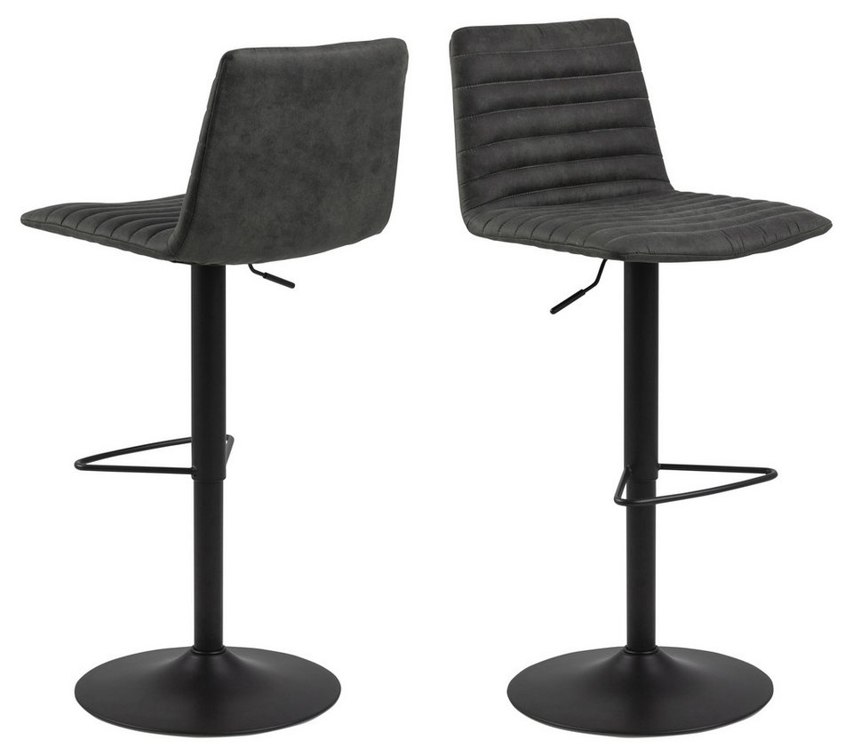 Actona Group Barhocker 2er Set In Anthrazit Polyester Stahl