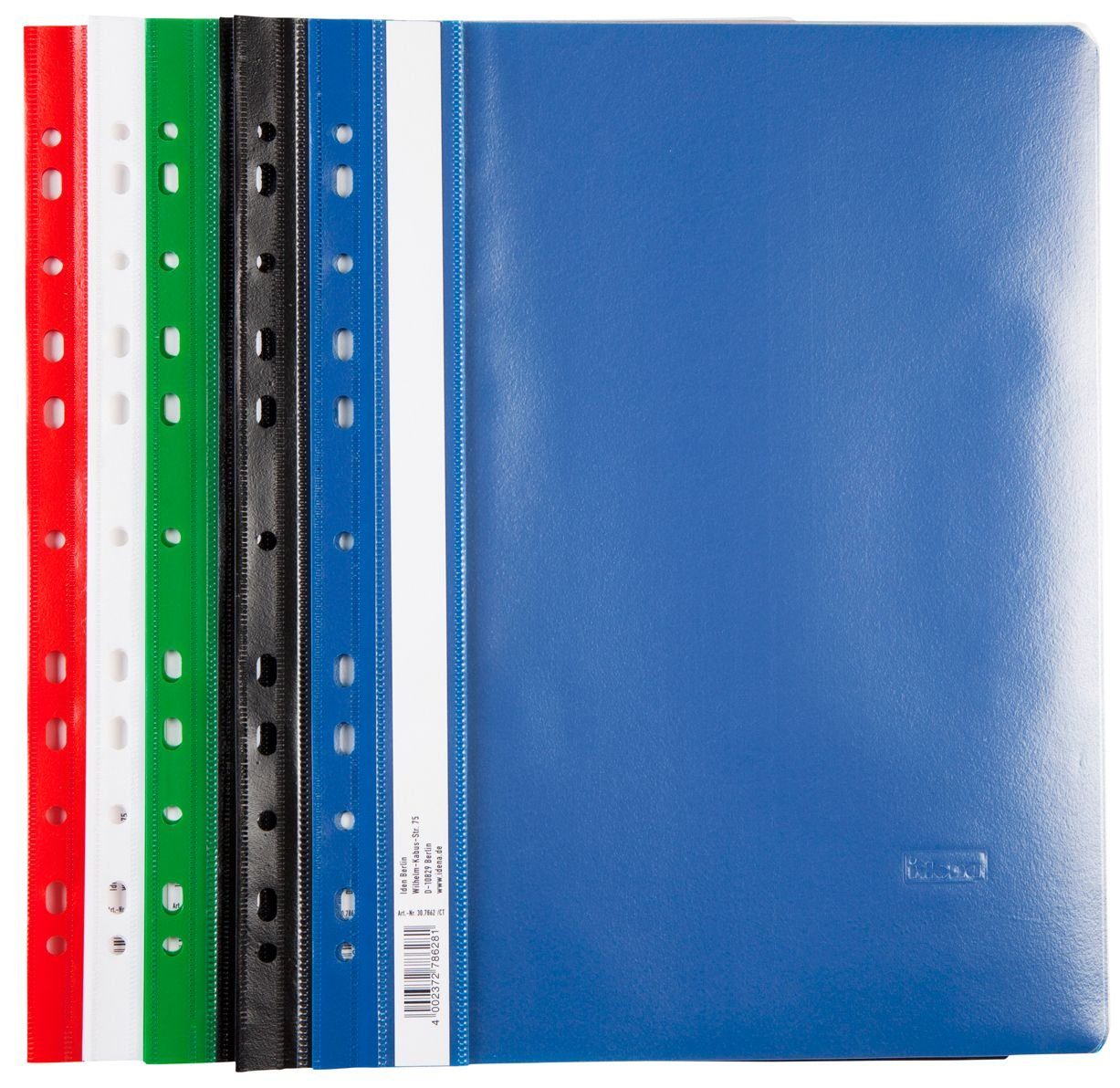 Idena Hefter 20 (2x 10) Schnellhefter PP / extra stark / gelocht / 5 verschiedene F