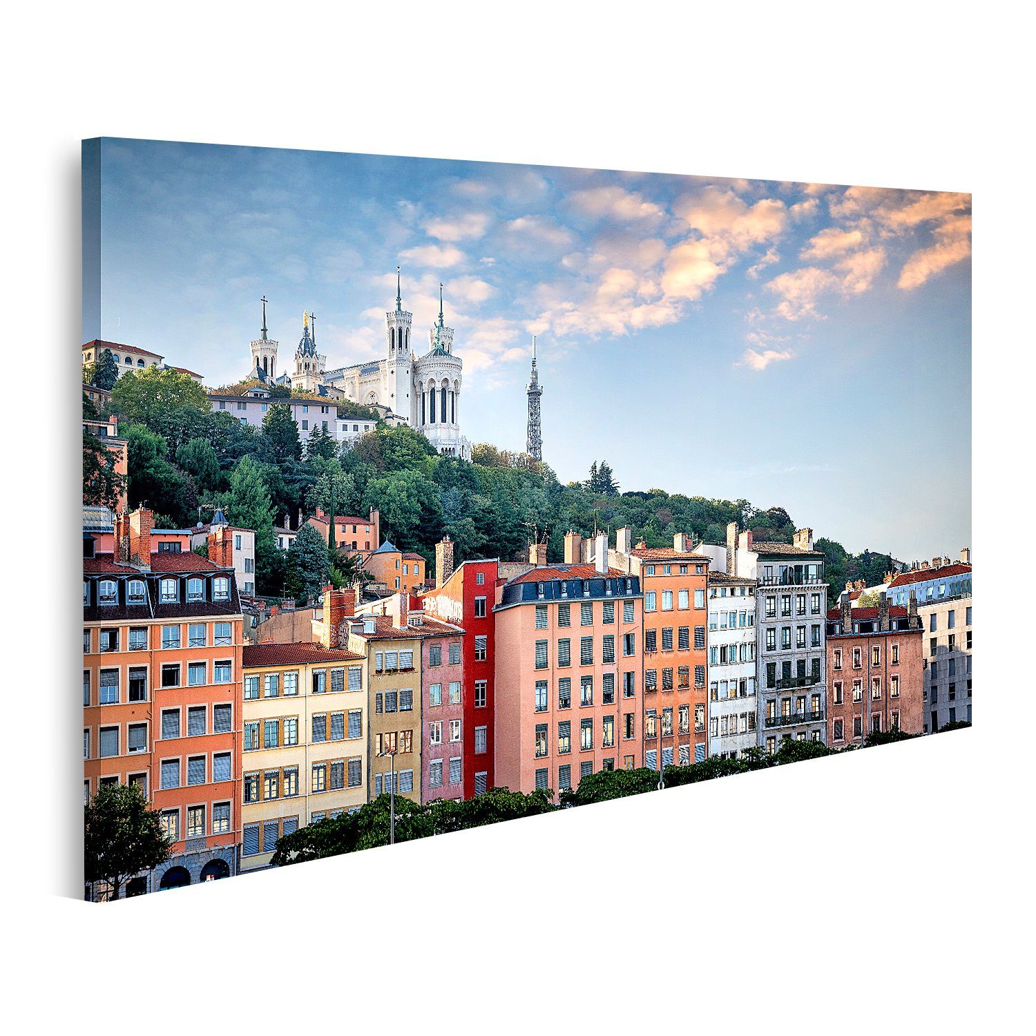 islandburner Leinwandbild Bild auf Leinwand Lyon Notredame De Fourviere Basilika mit Saone Fluss