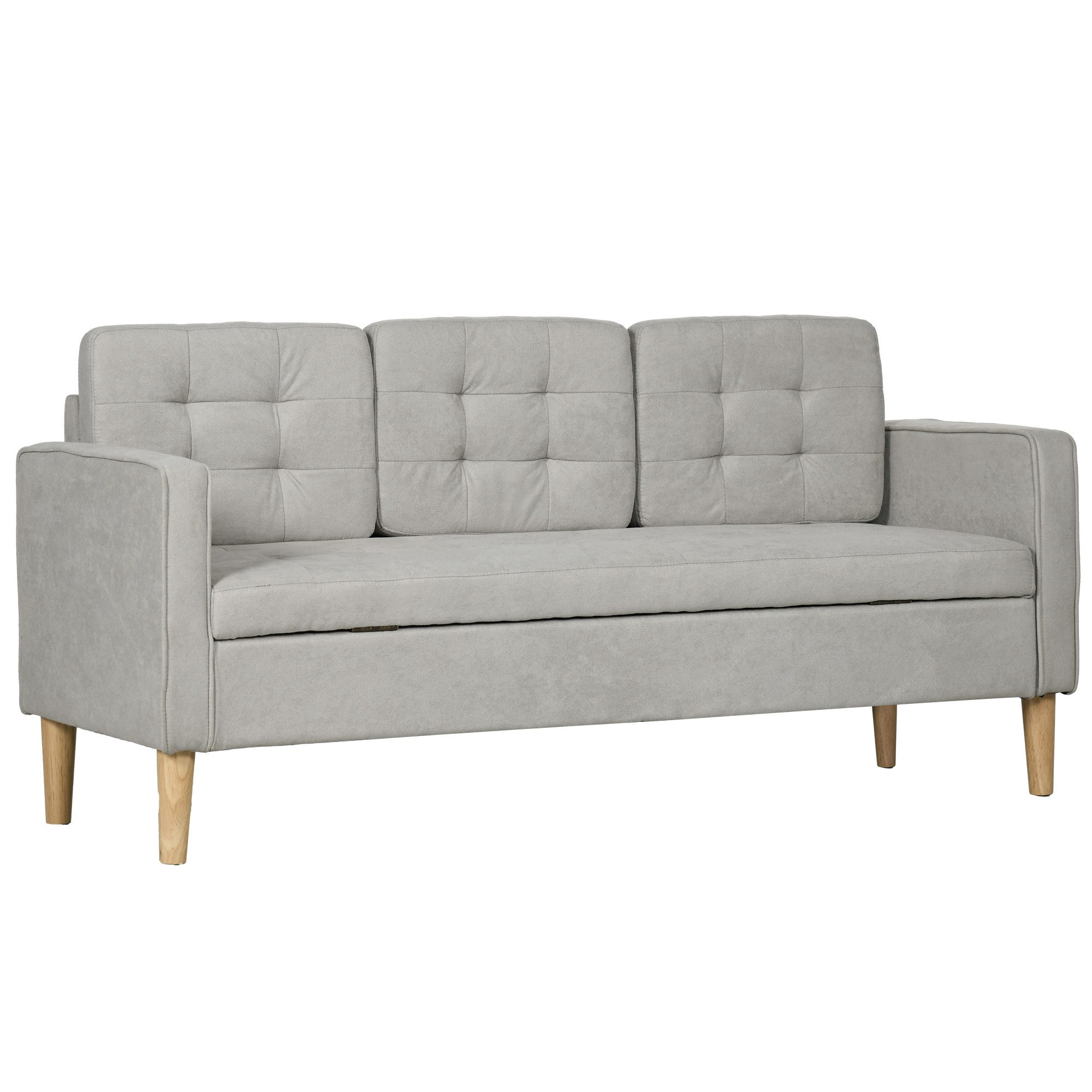 Homcom Sofa 3 Sitzer Sofa Mit Stauraum Armlehne Polstersofa 1 Teile