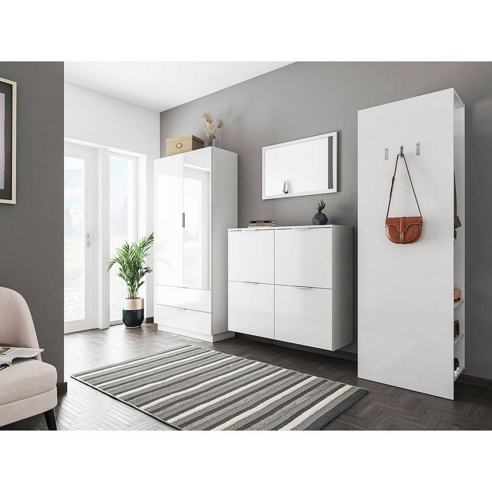 Lomadox Garderoben Set Reno 02 Spar Set 4 St Weiß Hochglanz L 4