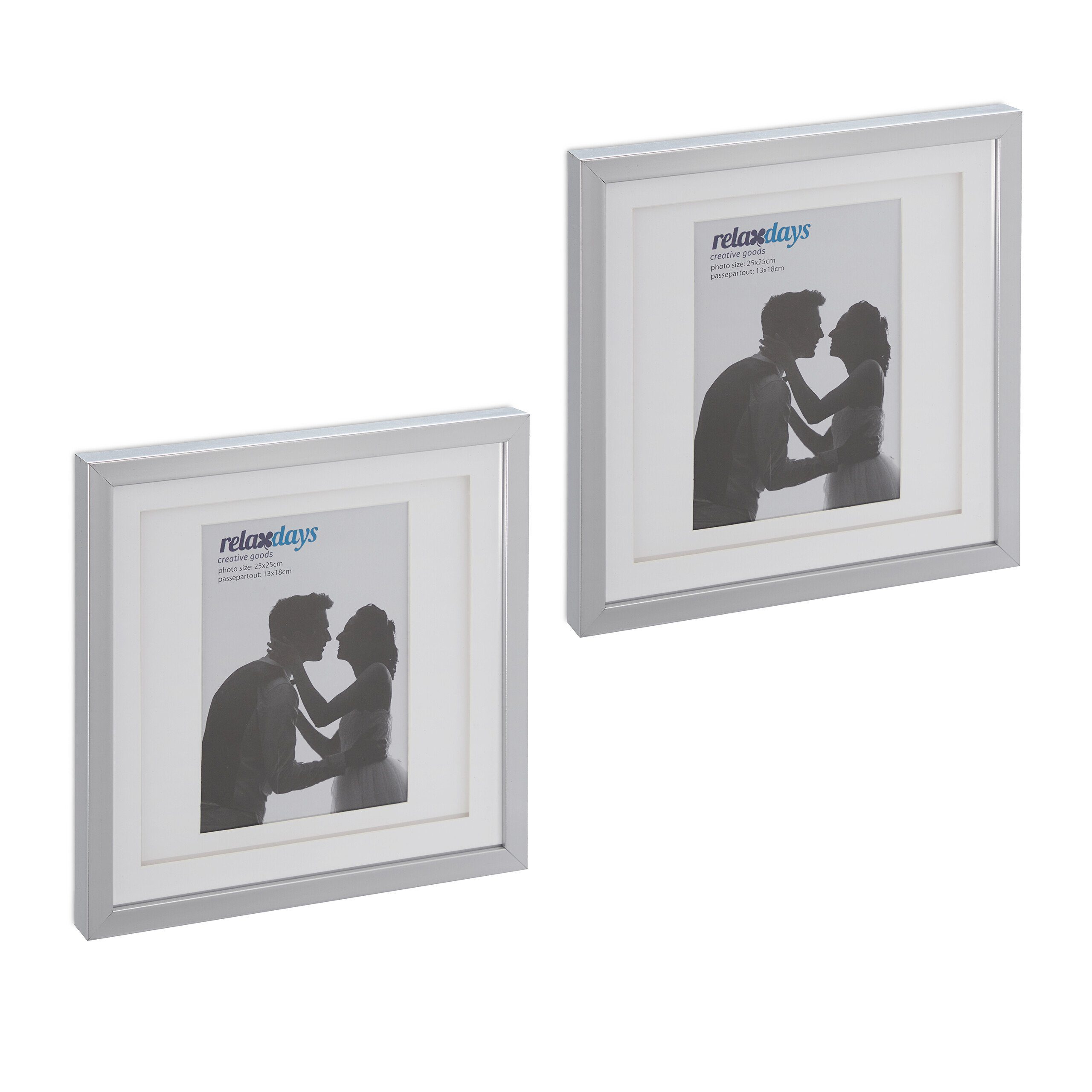 relaxdays Bilderrahmen-Set Bilderrahmen 25x25 cm 2er Set, Weiß
