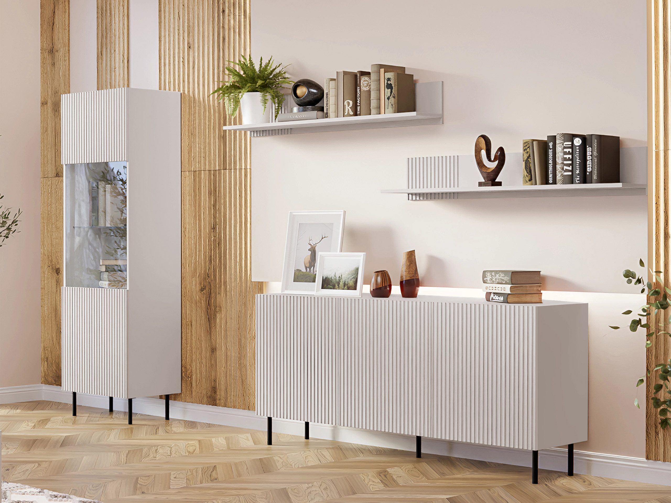 Mirjan24 Wohnzimmer Set Aruba Ii 4er Set 2x Wandregal Kommode