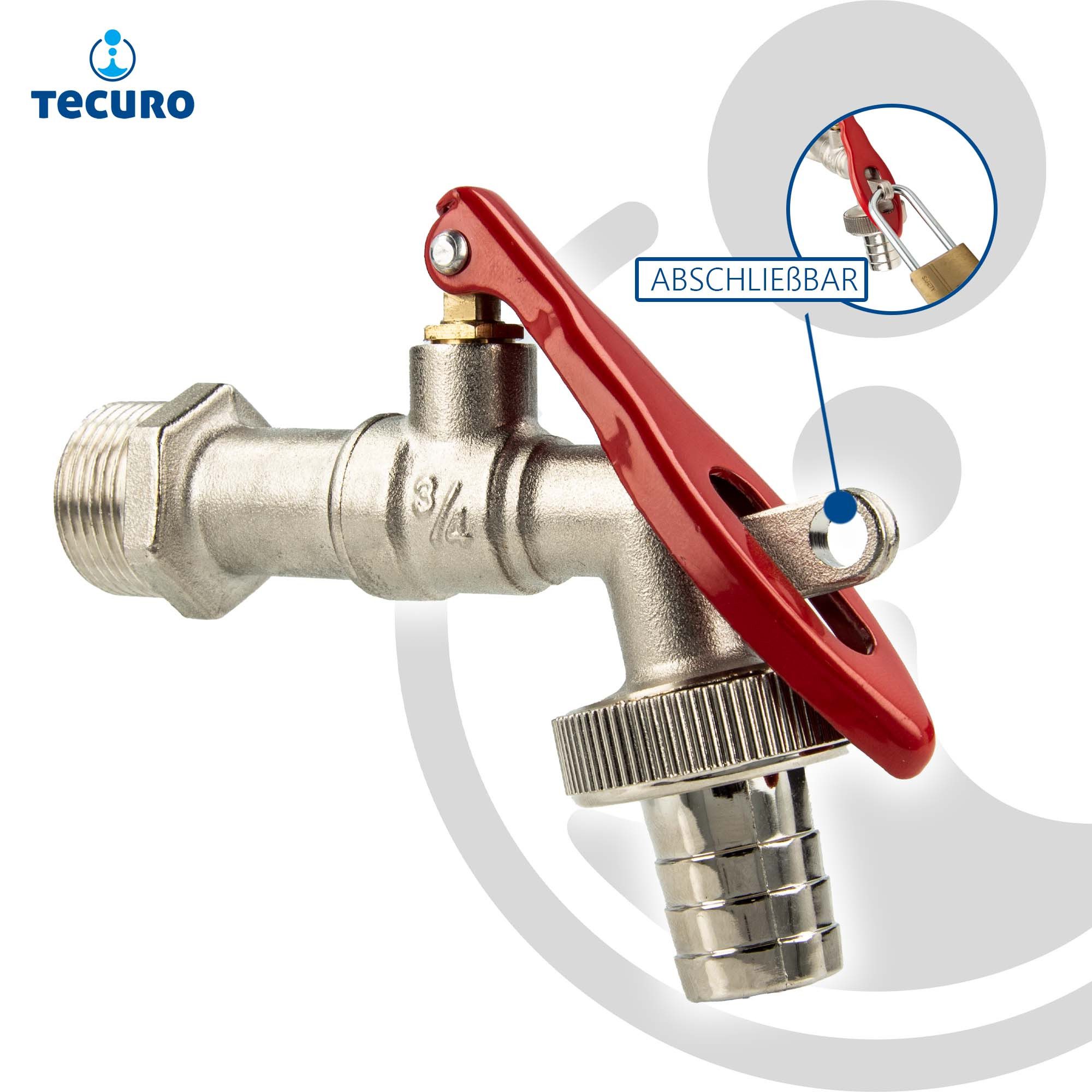 tecuro Absperrventil Auslaufventil 3/4 Zoll mit abschließbarem Hebel ...