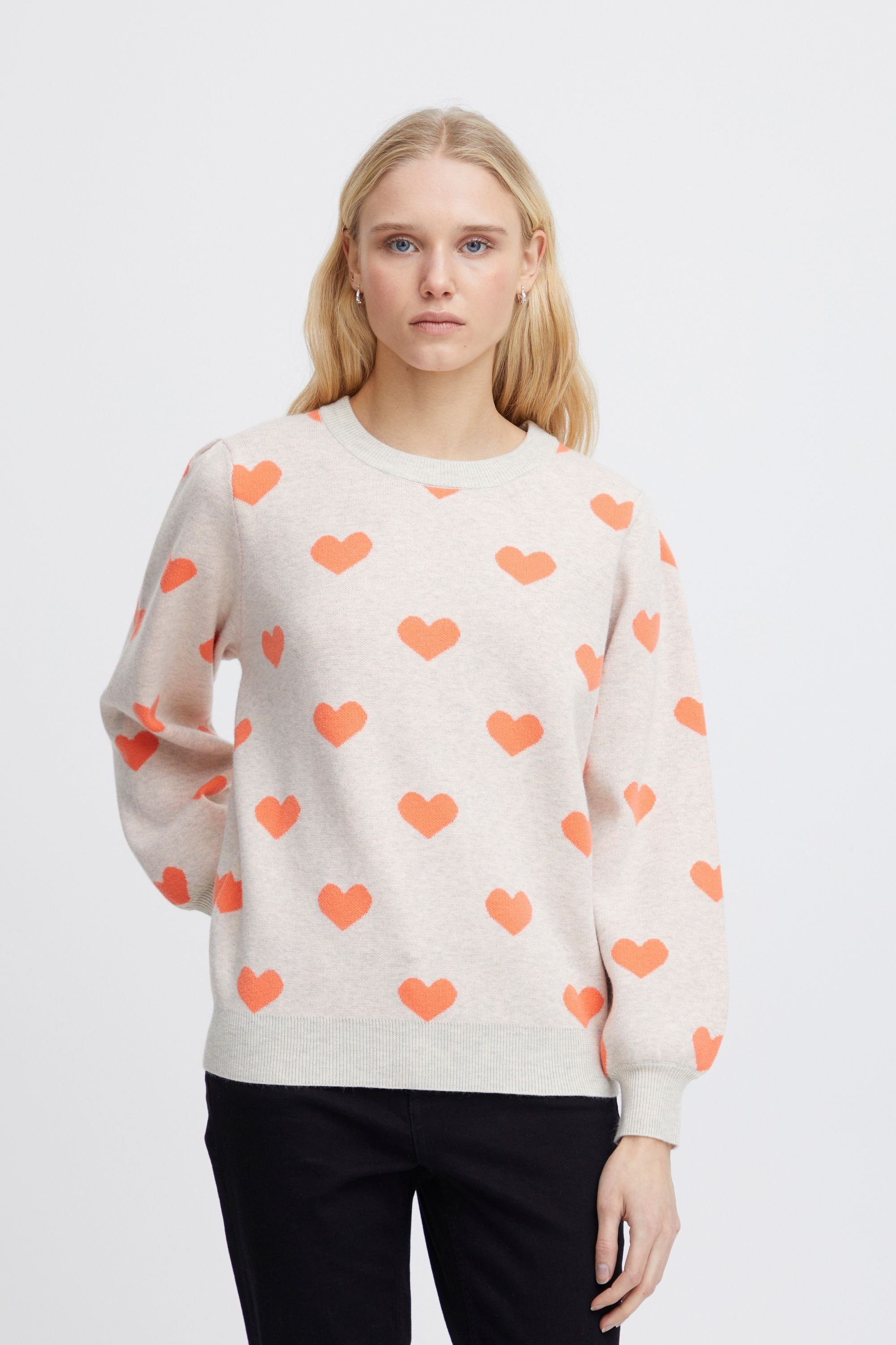 Ichi Strickpullover IHBRIELLE LS2 Femininer Strickpullover mit Herzchen ...