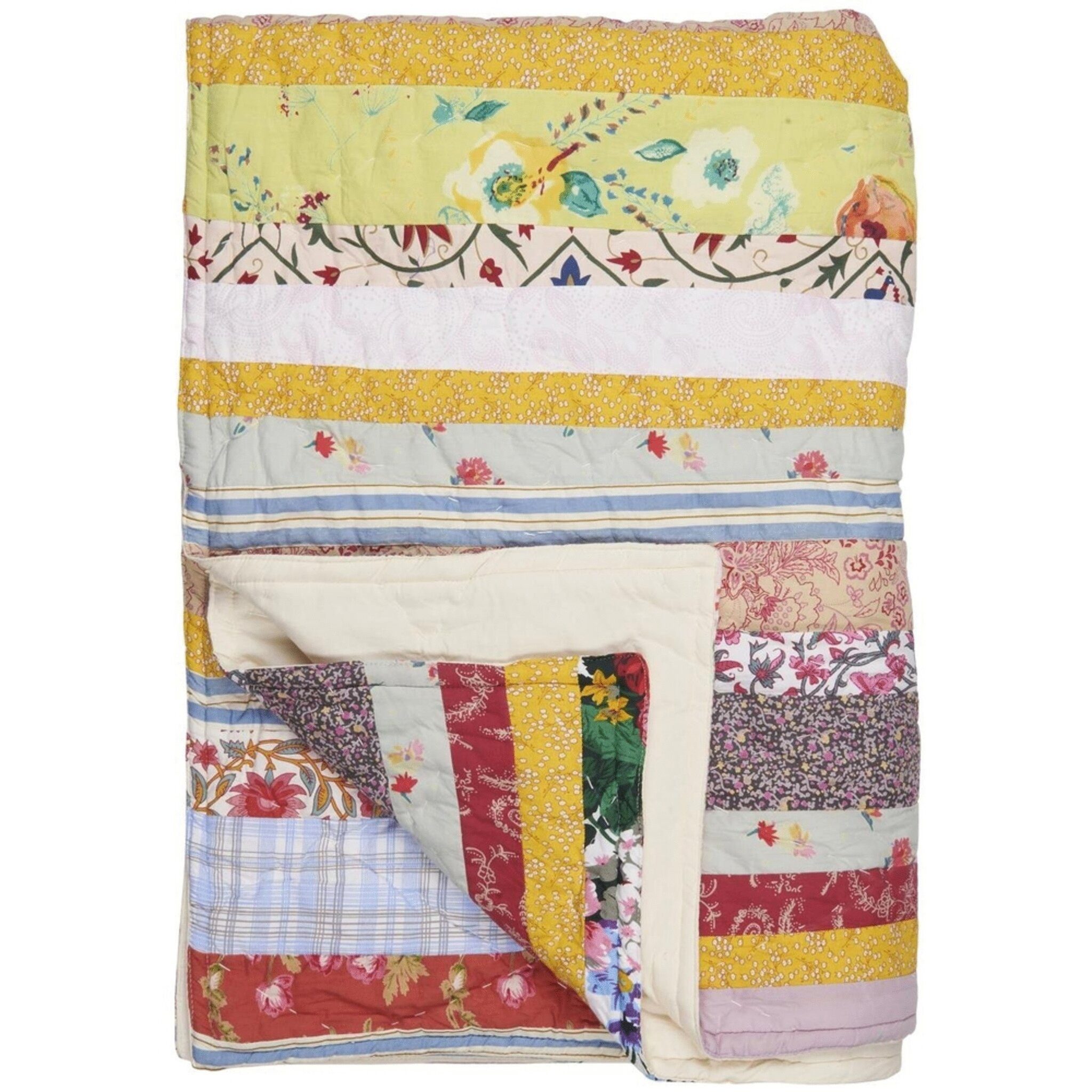 Tagesdecke Quilt UNIKA Patchwork offwhite Rückseite, Ib Laursen