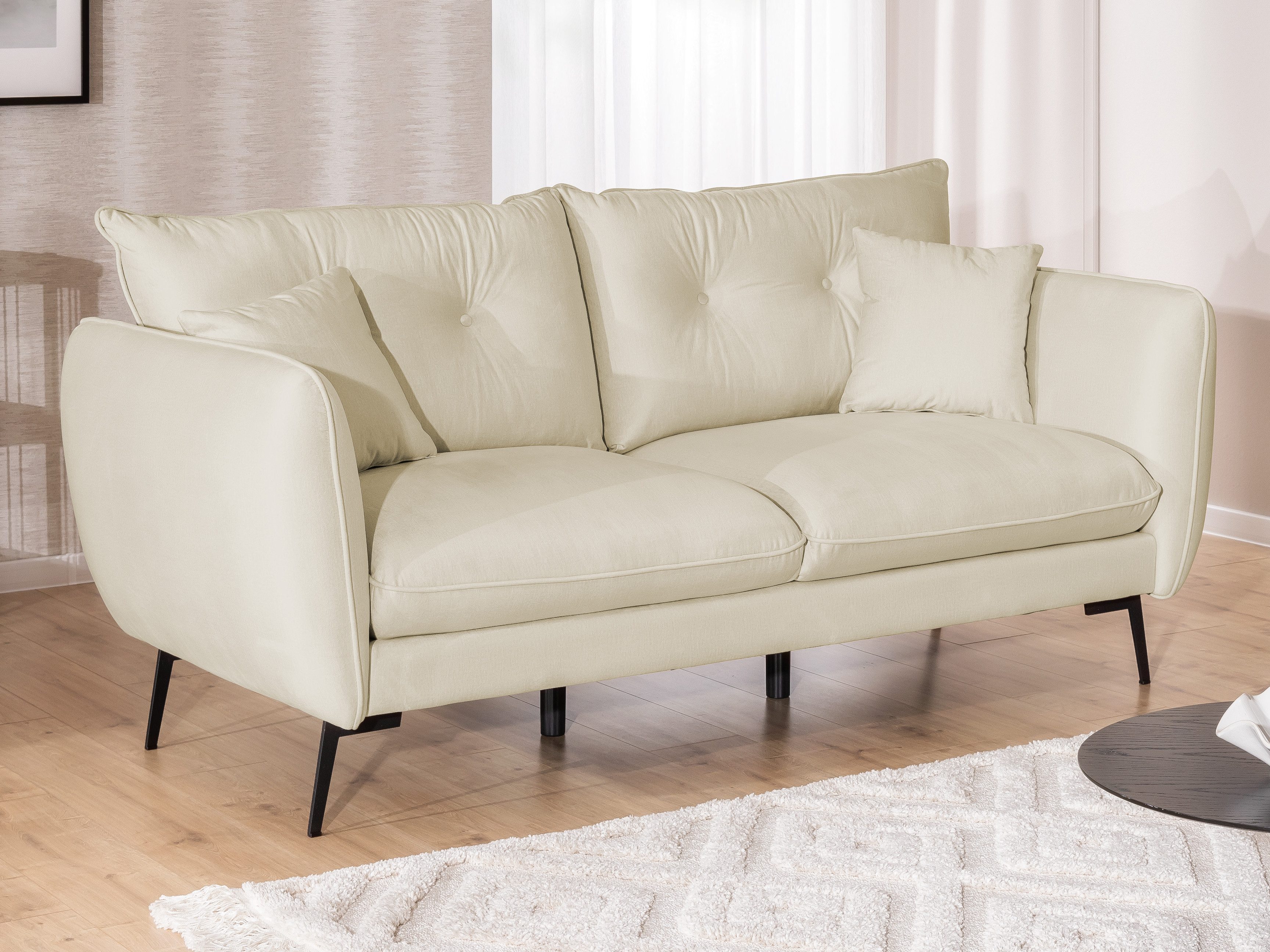 S Style Möbel 3 Sitzer Sofa Nordloft Aus Samt Stoff Mit Hohen Schwarzen