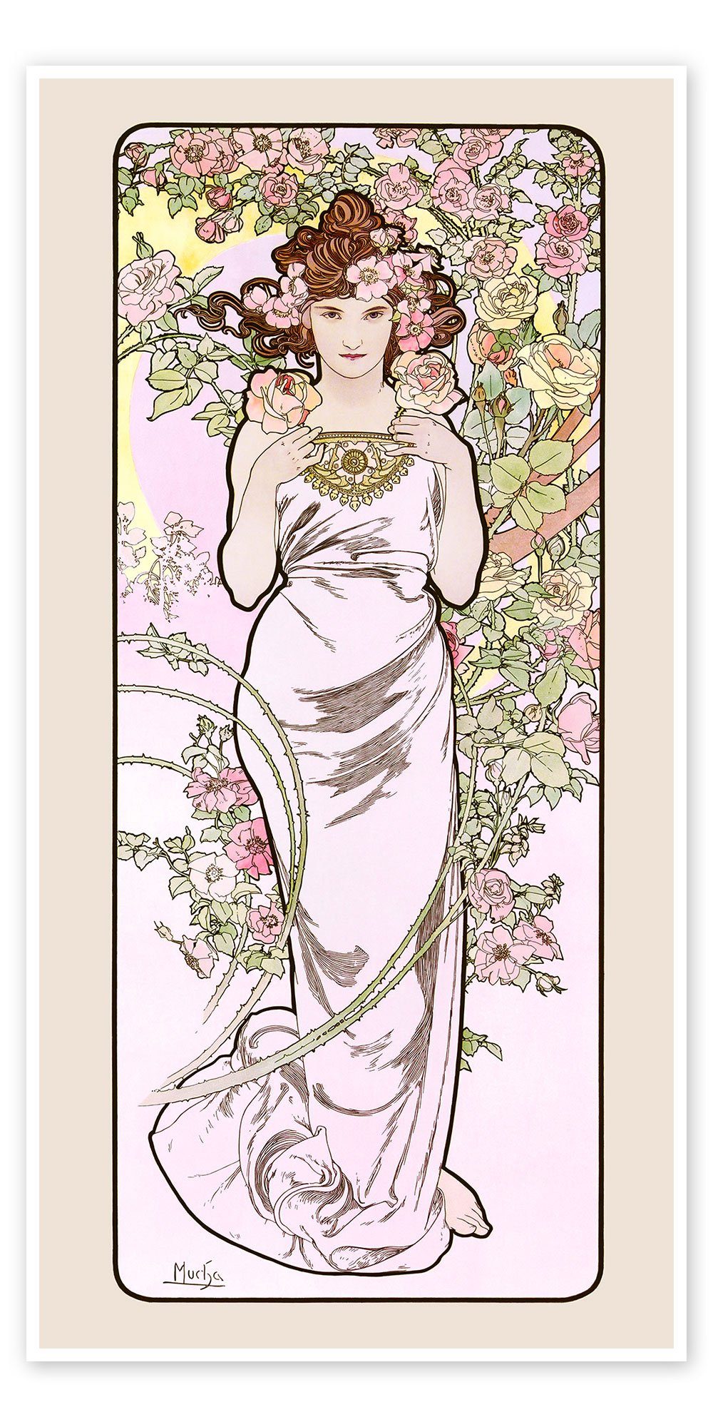 ᐅ Posterlounge Poster Alfons Mucha, Die Blumen - Rose, Malerei | OTTO