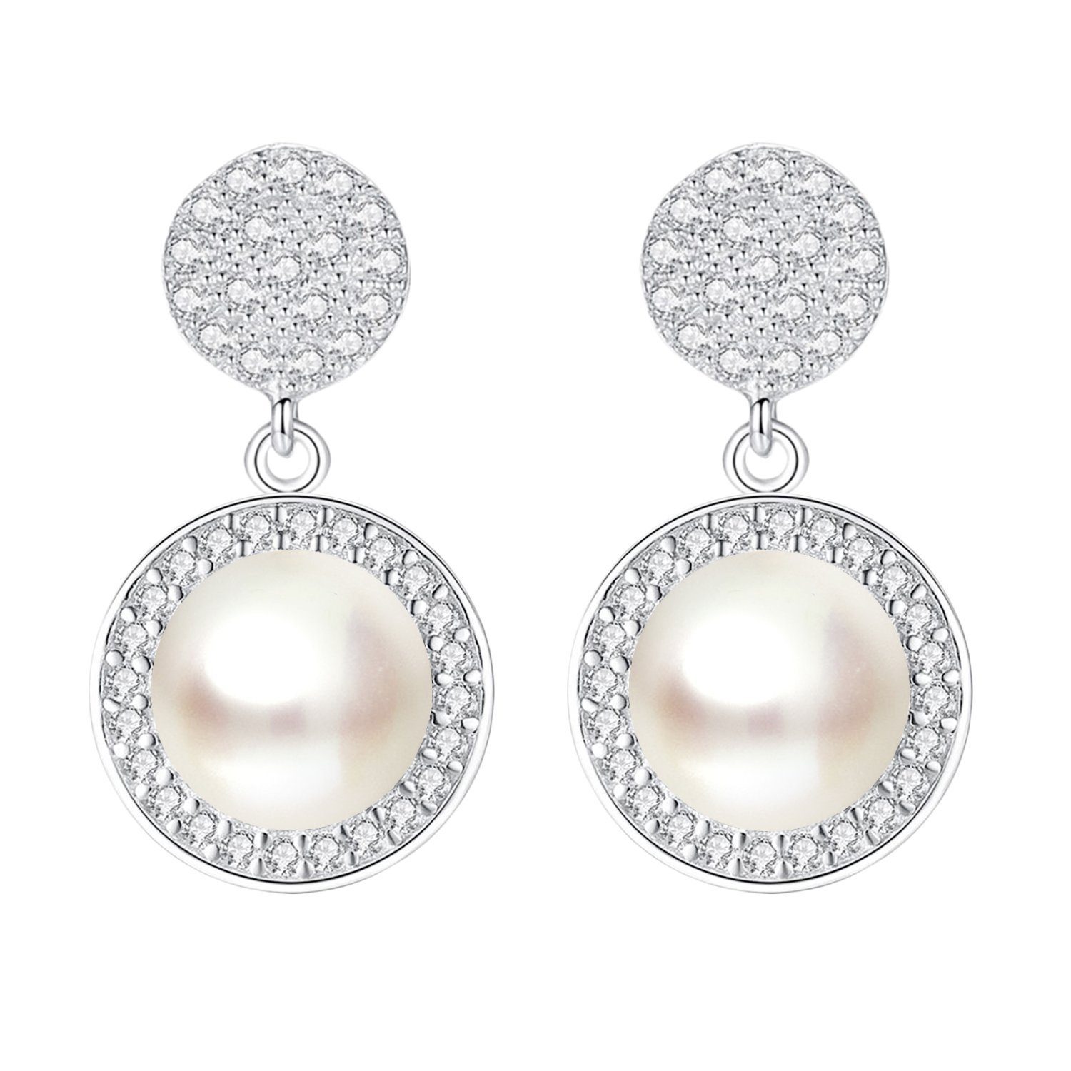 LÖB Perlenohrringe 925 Silber Perlenohrringe Ohrringe Hängend Tropfen Zuchtperlen Perle ...