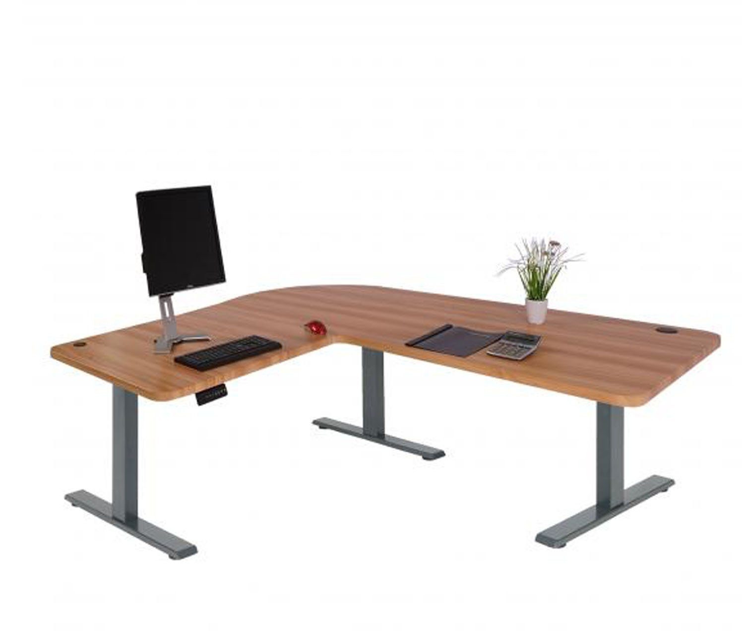 Mendler Eckschreibtisch D40, Computertisch elektrisch höhenverstellbar ...
