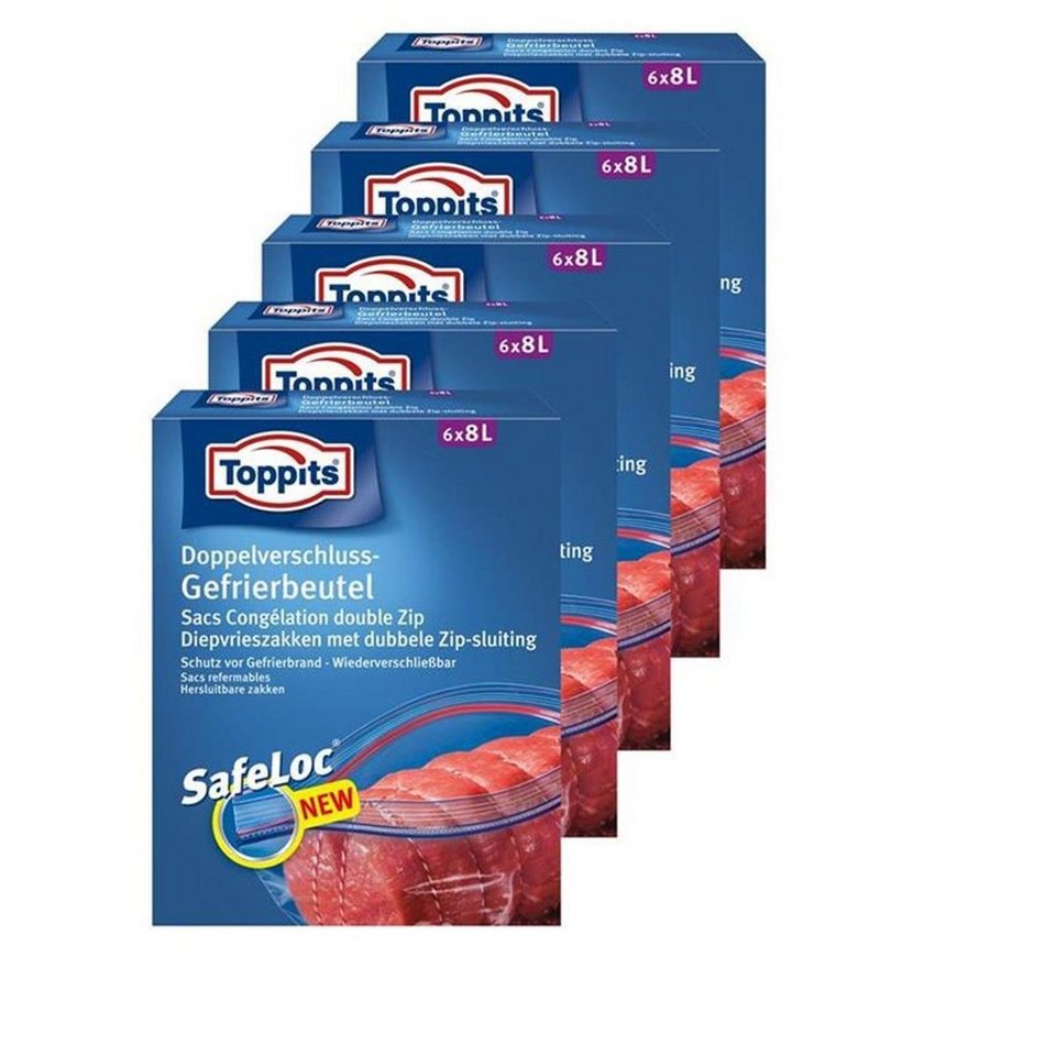 Toppits Küchenorganizer Set Toppits Doppel Verschluss Gefrierbeutel 6x8