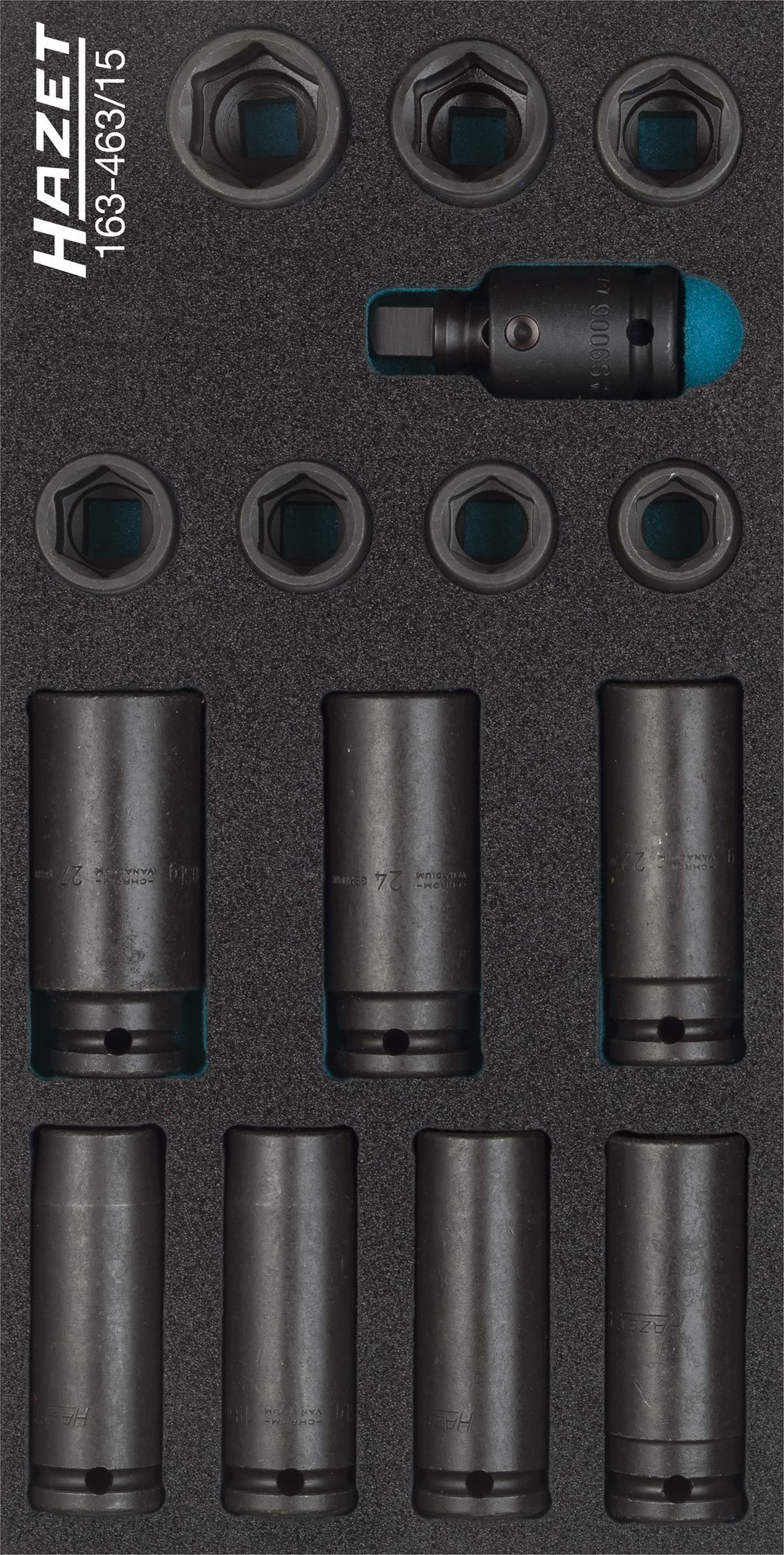 HAZET Werkzeugkoffer HAZET Schlag-, Maschinenschrauber-Steckschlüssel-Satz 163-463/15
