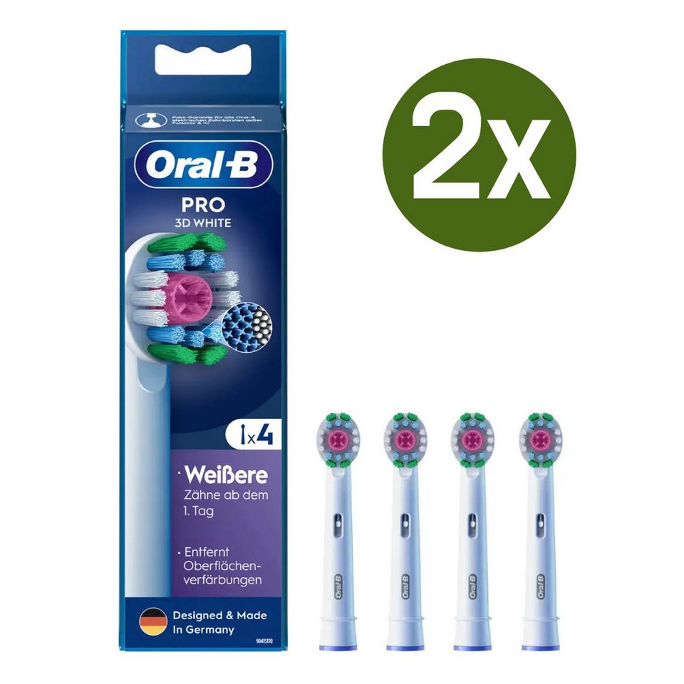 Oral-B Aufsteckbürsten Pro 3D White Ersatzbürsten für weißere Zähne 8er ... Oral-B Aufsteckbürsten Pro 3D White Ersatzbürsten für weißere Zähne 8er ...