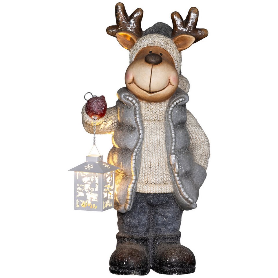 Homcom Weihnachtsfigur 52 Cm Mit Led Licht Rentier Mit Laterne 1 St