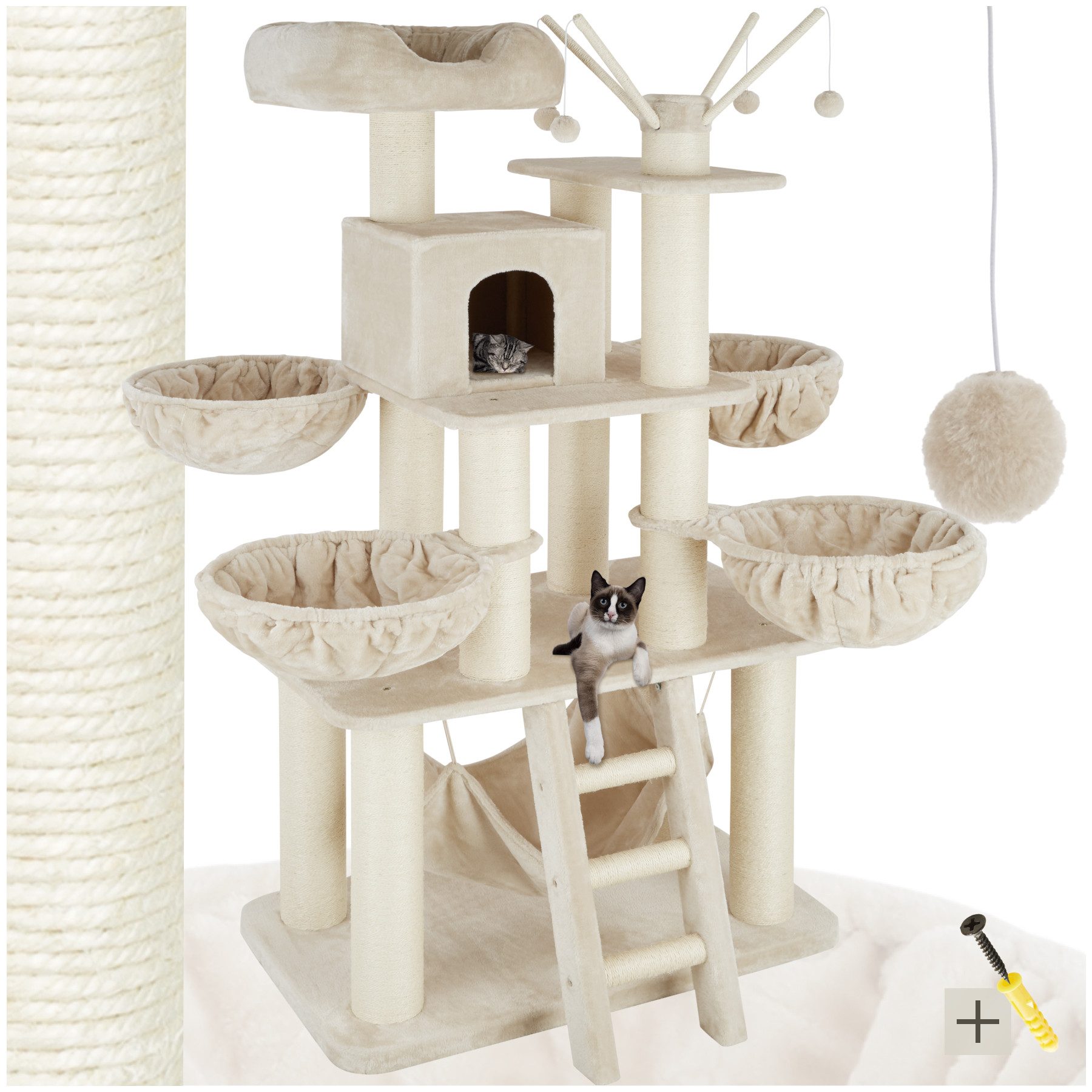 tectake Kratzbaum Katzenbaum Gismo 195 cm Diverse Farben (Grau/Weiß ...