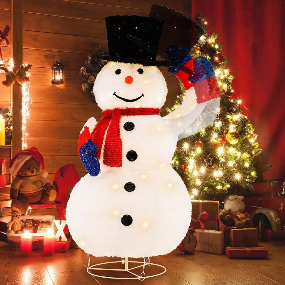 Costway Weihnachtsfigur Schneemann Mit 120 Warmweißen Led Lichern 130cm