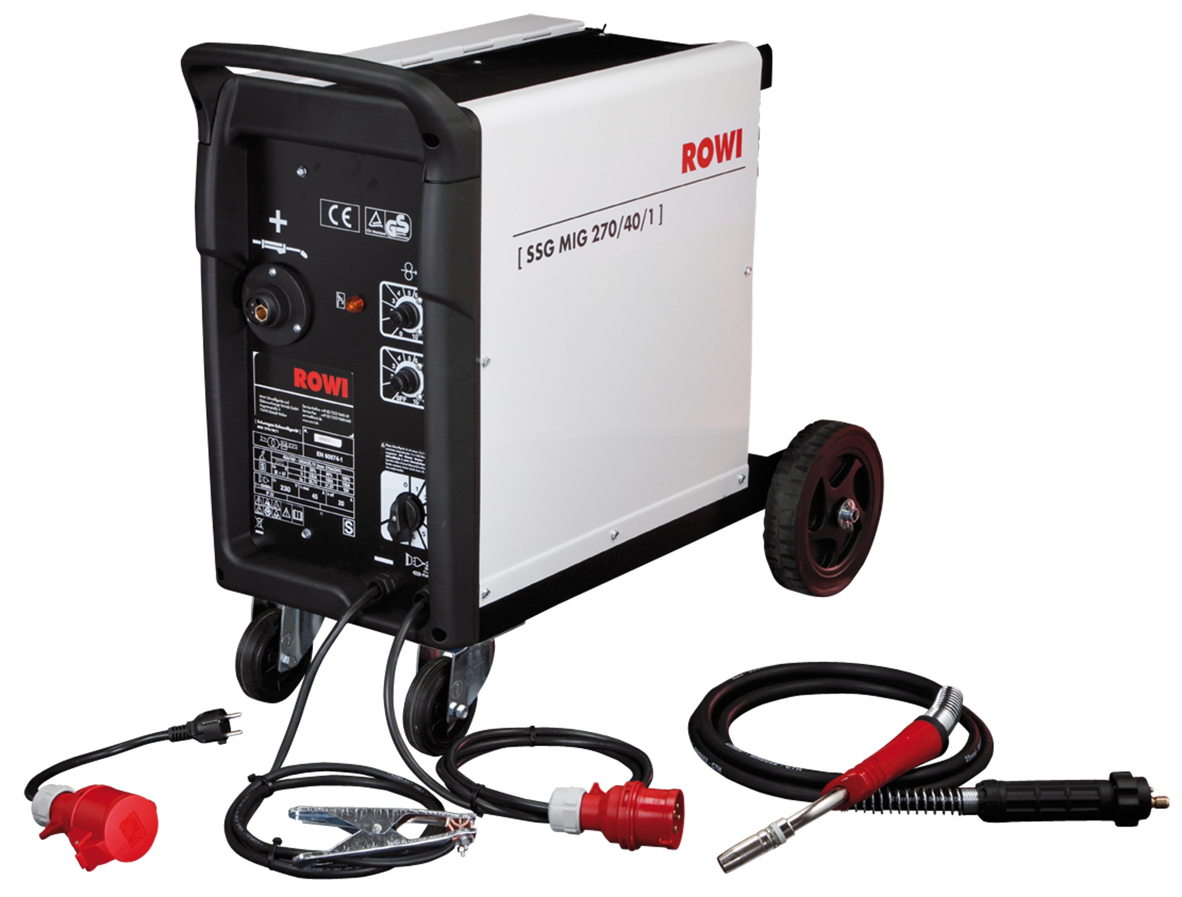 ROWI Schutzgasschweißgerät 40A/16,0V-270A/27,5V (max. 235 A), MIG/MAG, fahrbar - SSG 270/40/1